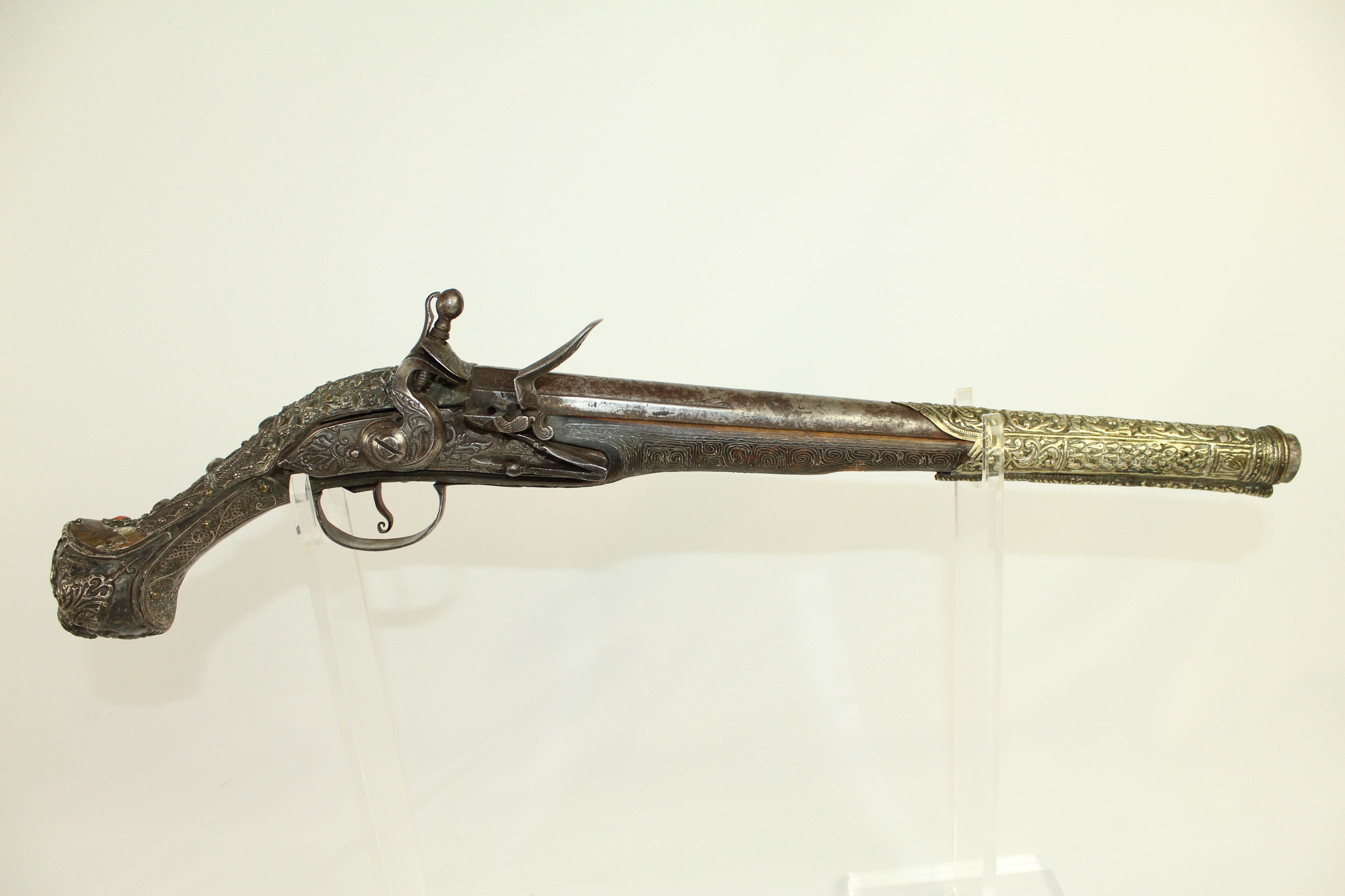 Ottoman Turkish Flintlock Pistol Ornate Engraved Antique Firearm 002 ...