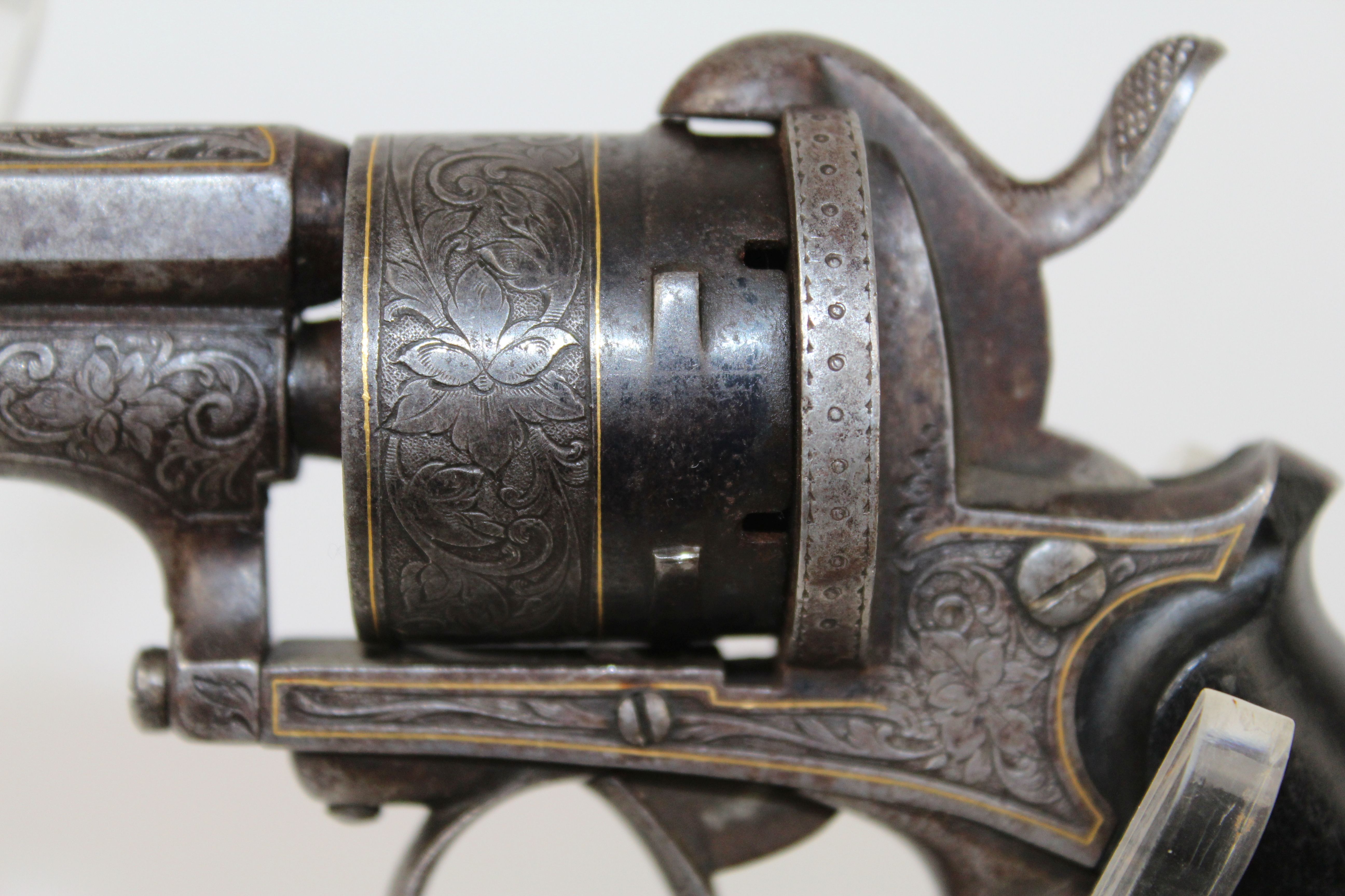 Engraved Belgian Lefaucheux Pinfire Revolver Antique Firearms 004 ...