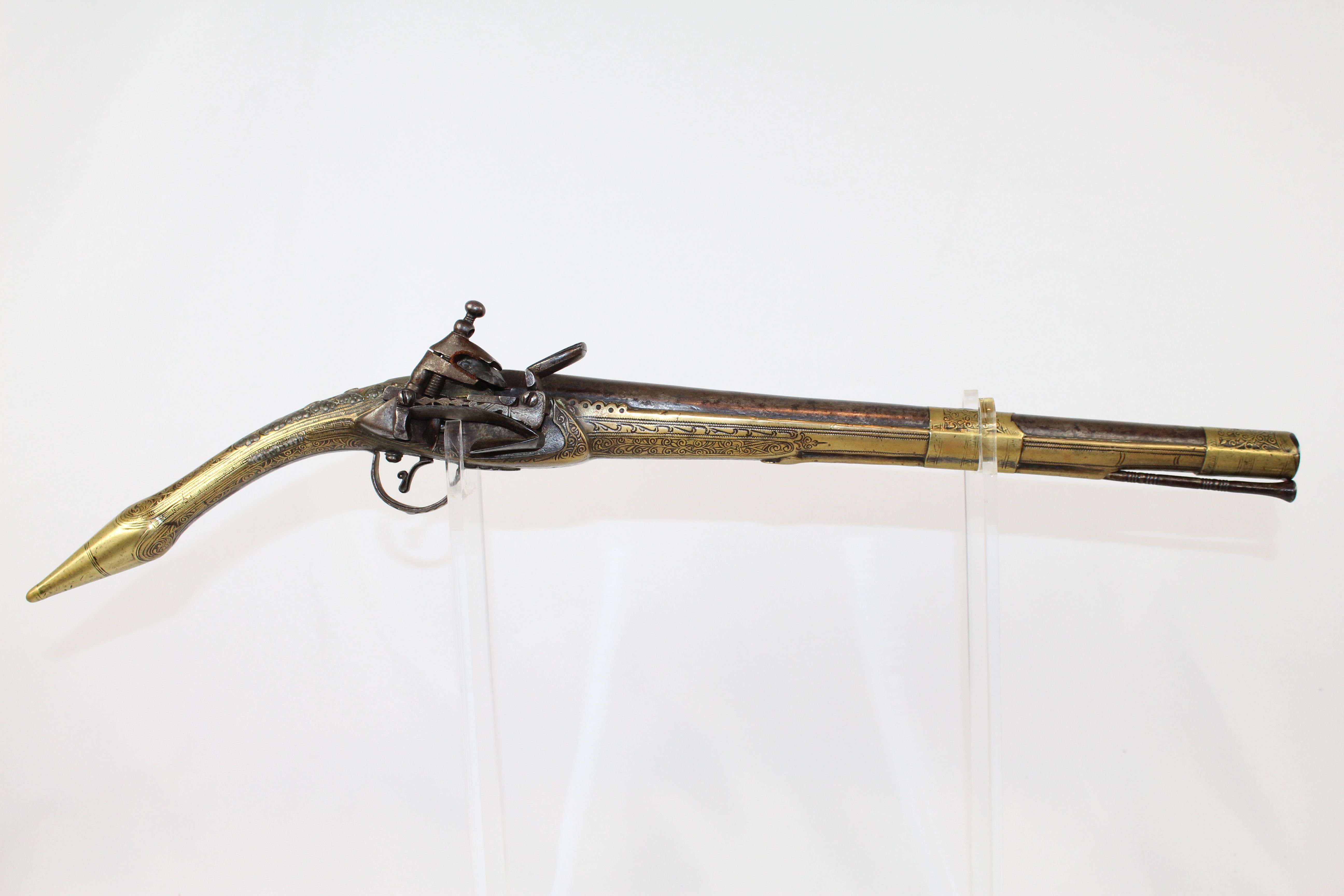 Ottoman Turkish Flintlock Miquelet Pistol Engraved Rattail Antique ...