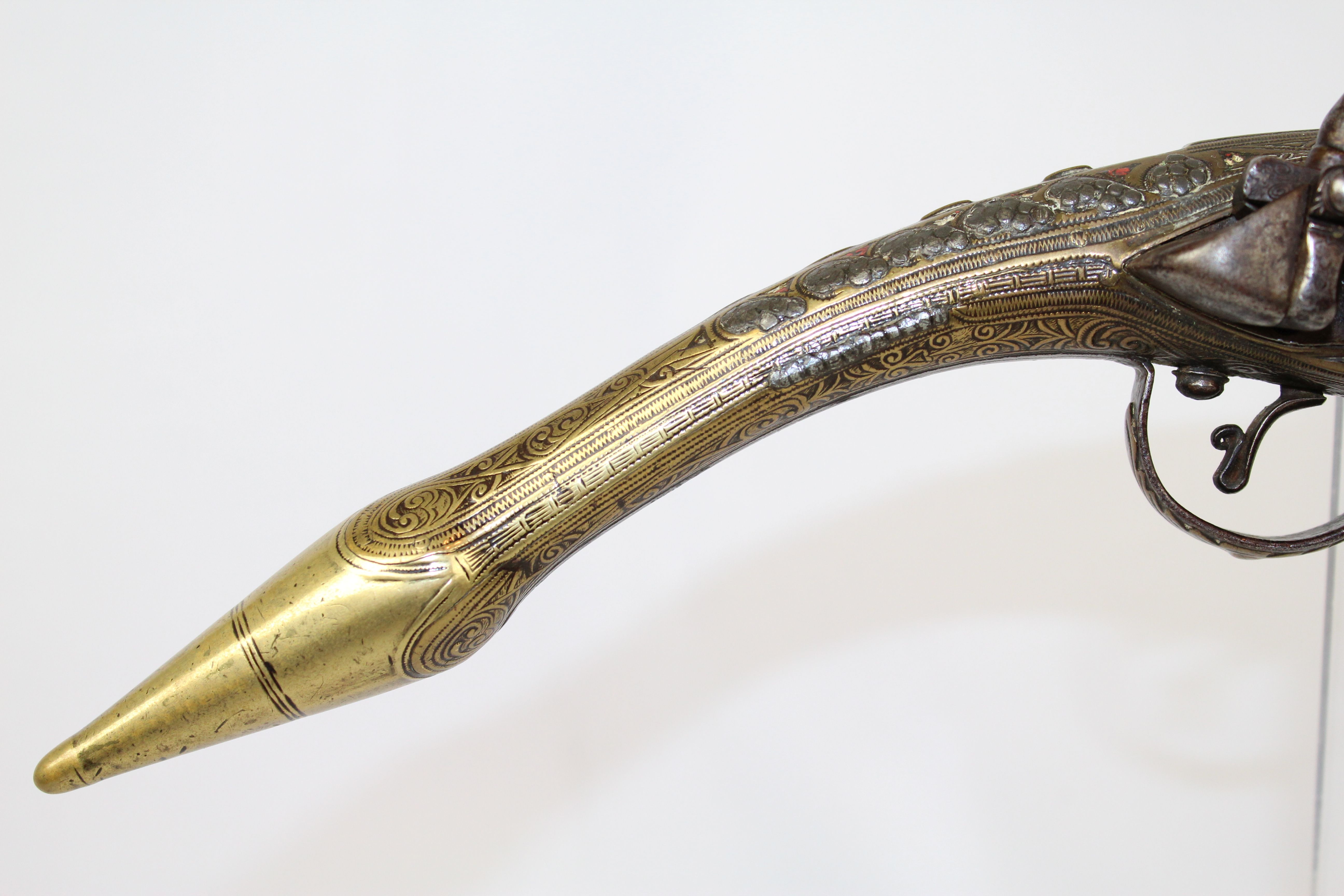 Ottoman Turkish Flintlock Miquelet Pistol Engraved Rattail Antique ...