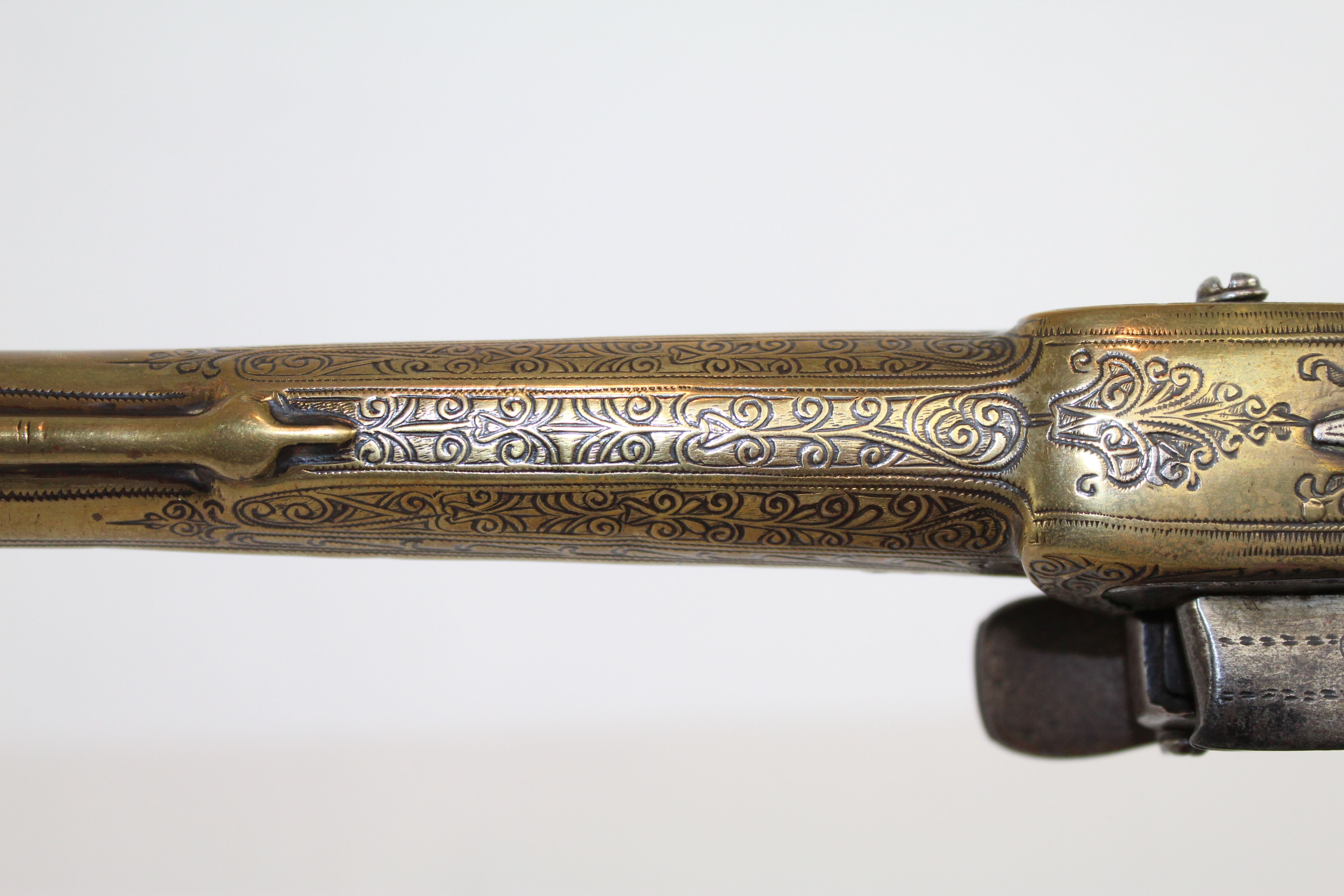 Ottoman Turkish Flintlock Miquelet Pistol Engraved Rattail Antique ...