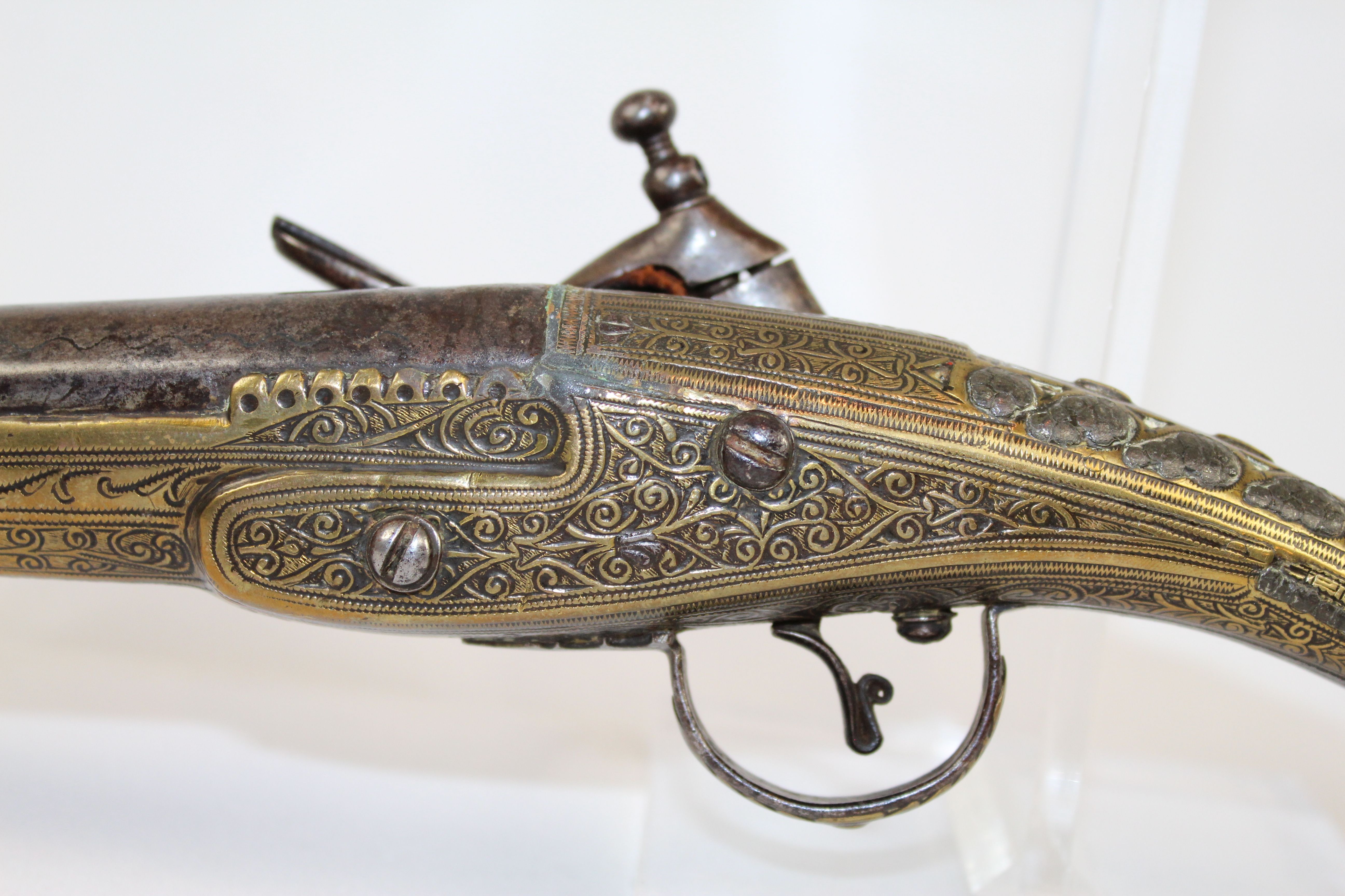 Ottoman Turkish Flintlock Miquelet Pistol Engraved Rattail Antique ...