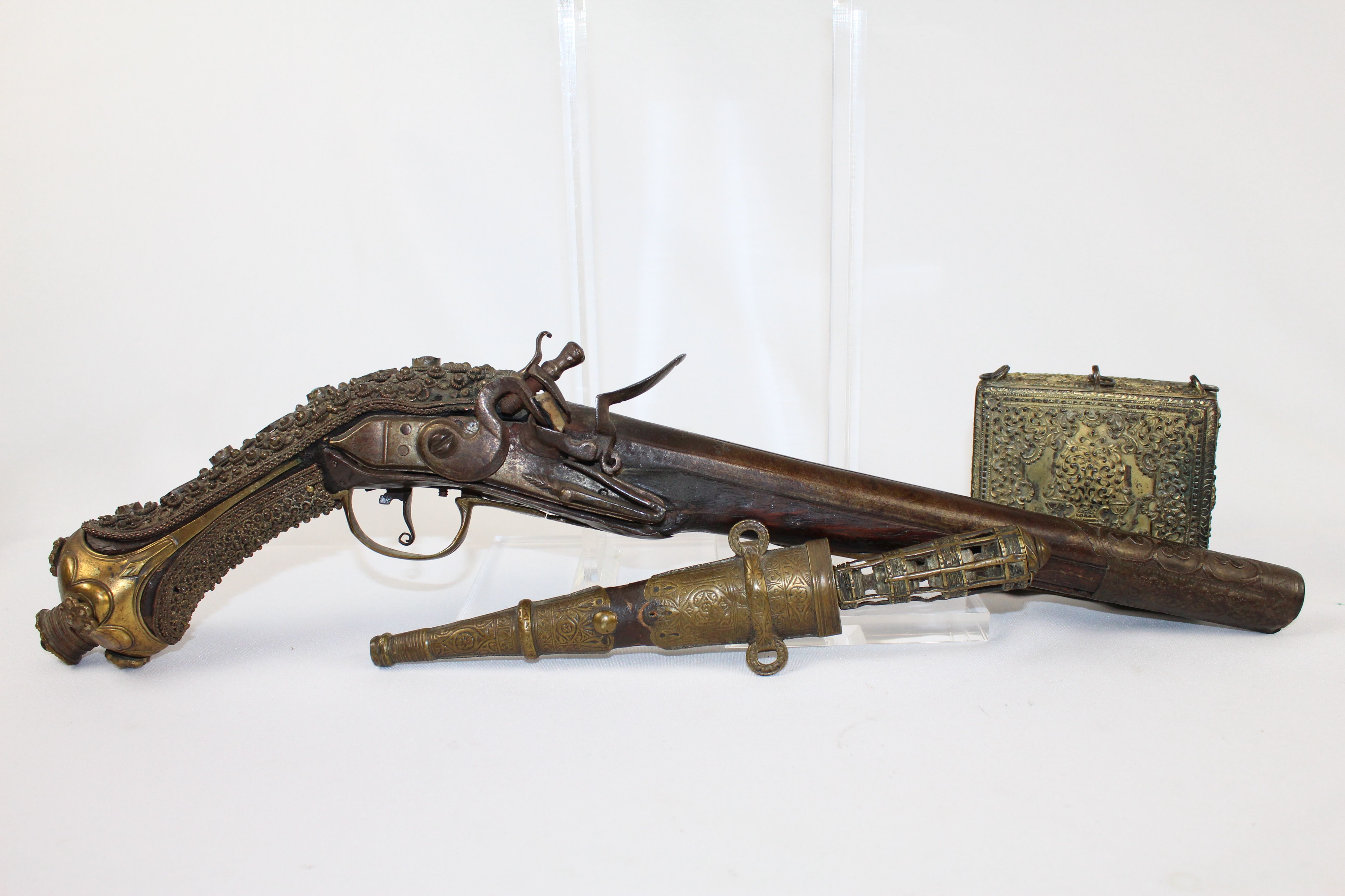 European Ottoman Flintlock Pistol Dagger Box Antique Firearms 001 ...
