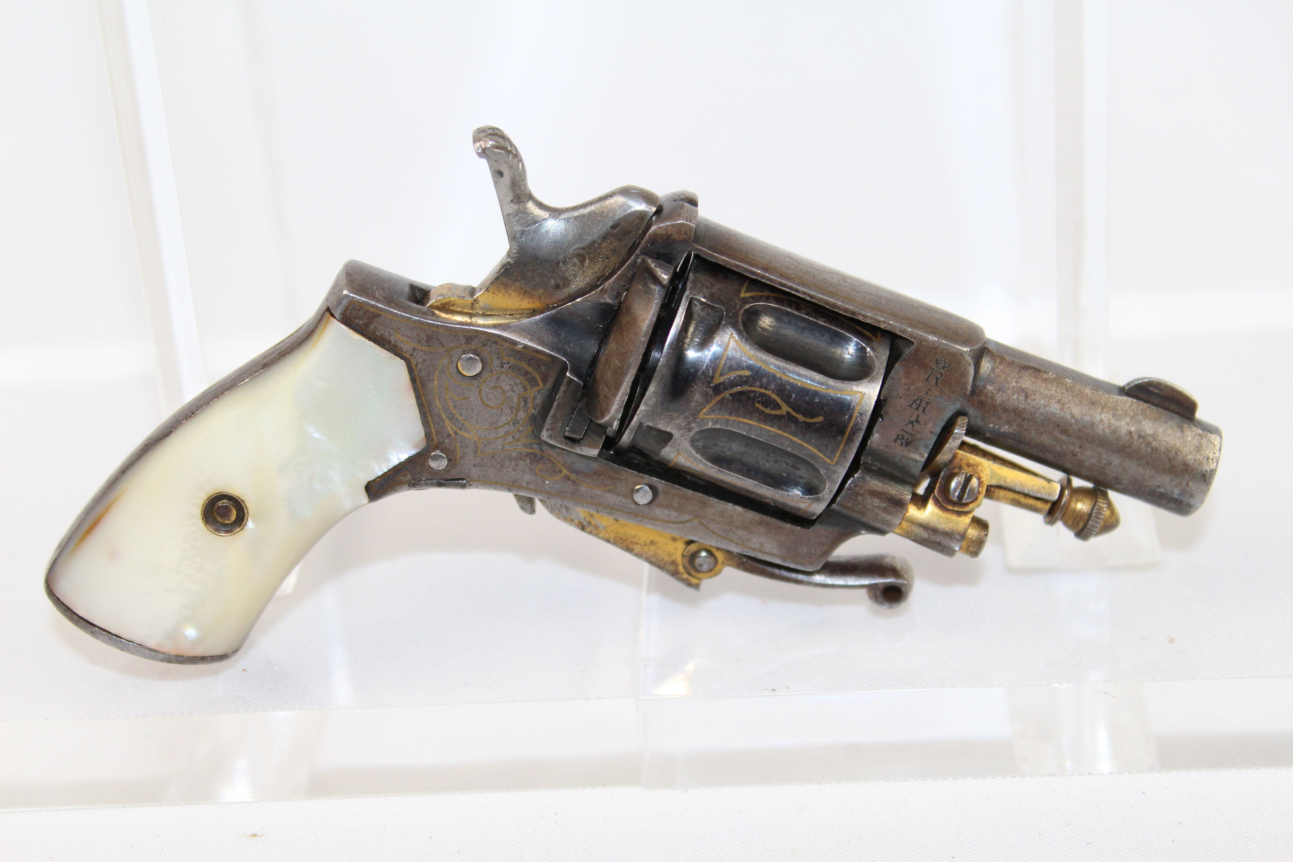 European Belgian Liege Revolver Gold Inlaid Antique Firearms 001 ...