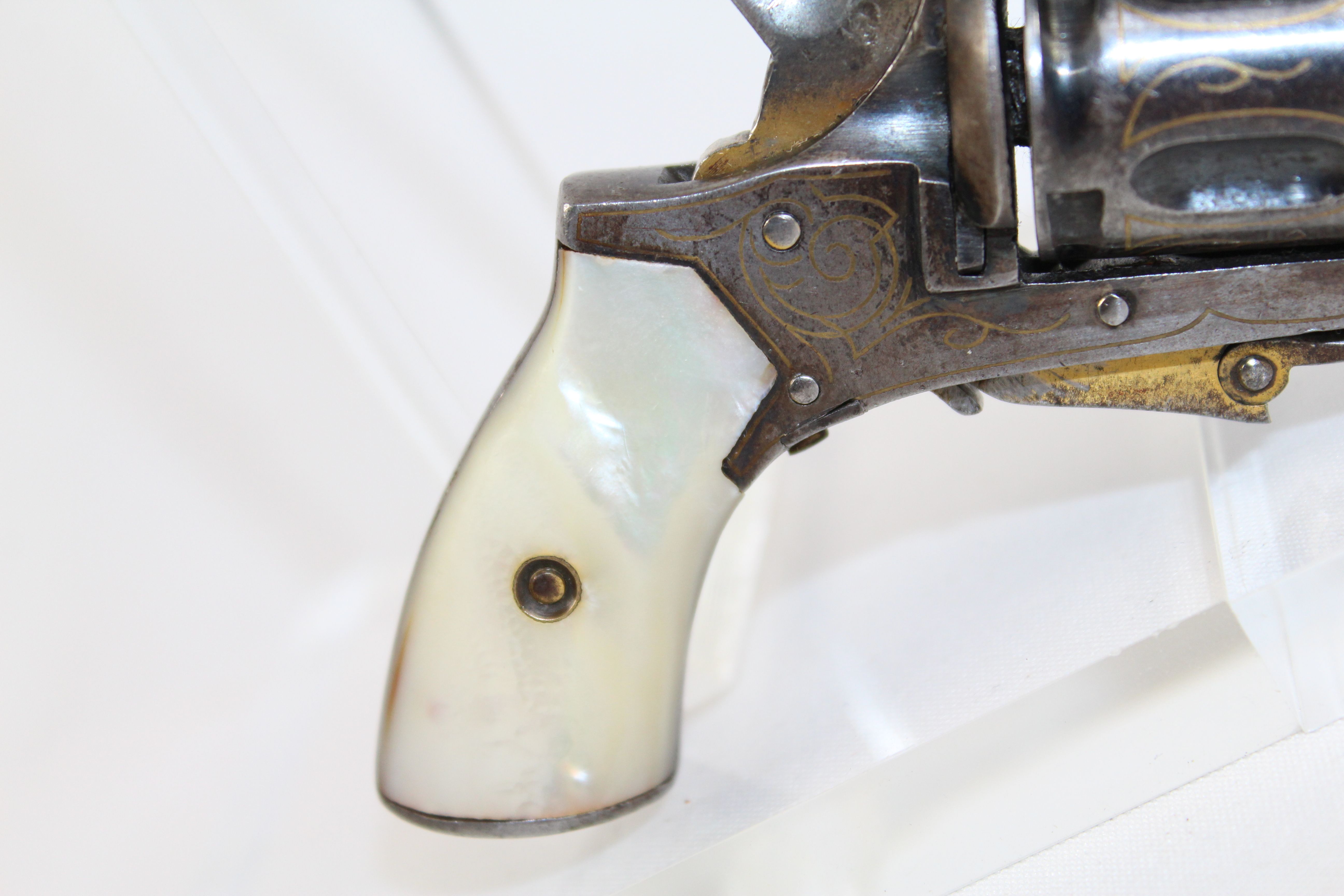 European Belgian Liege Revolver Gold Inlaid Antique Firearms 008 ...