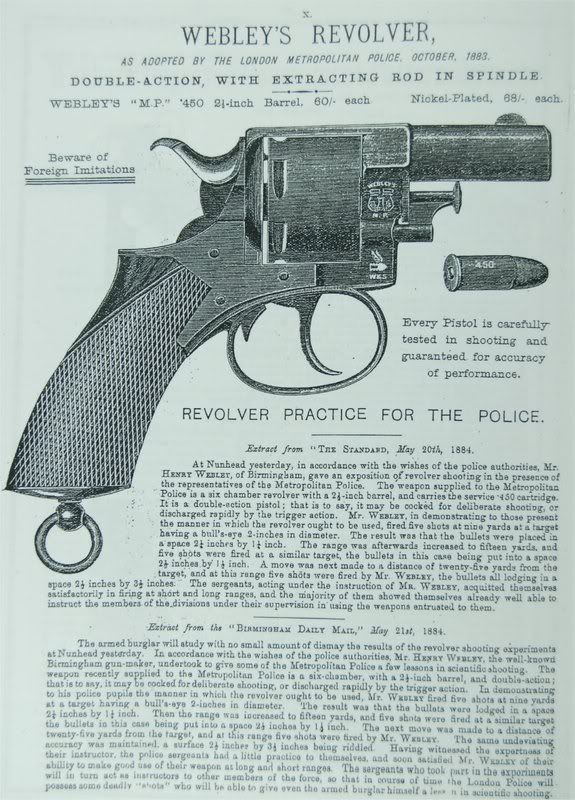 British Webley & Son 1880 Metropolitan Police Revolver Birmingham 450 ...