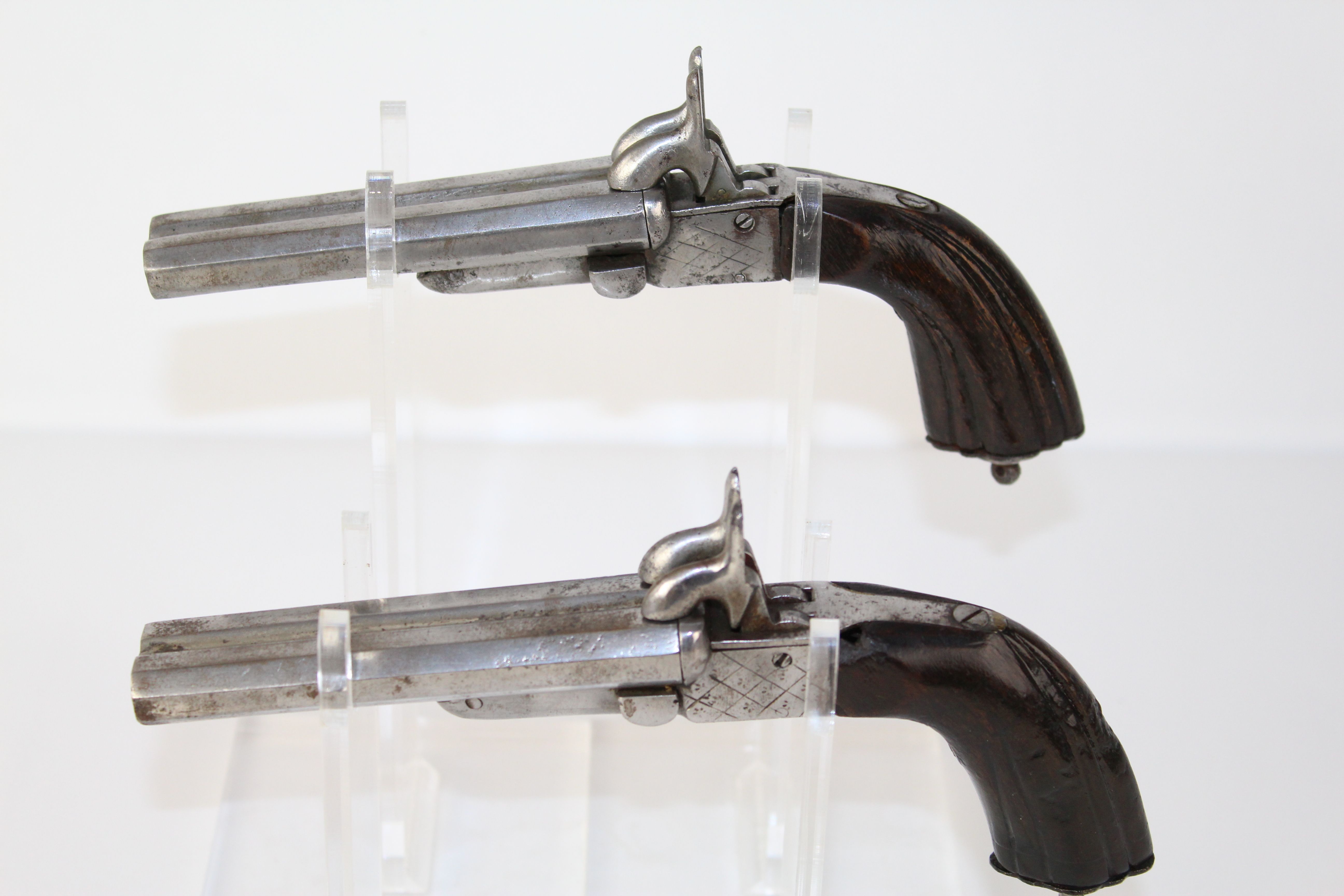 French Parisian Pair Pinfire Pistols Double Barrel SxS European 004 ...