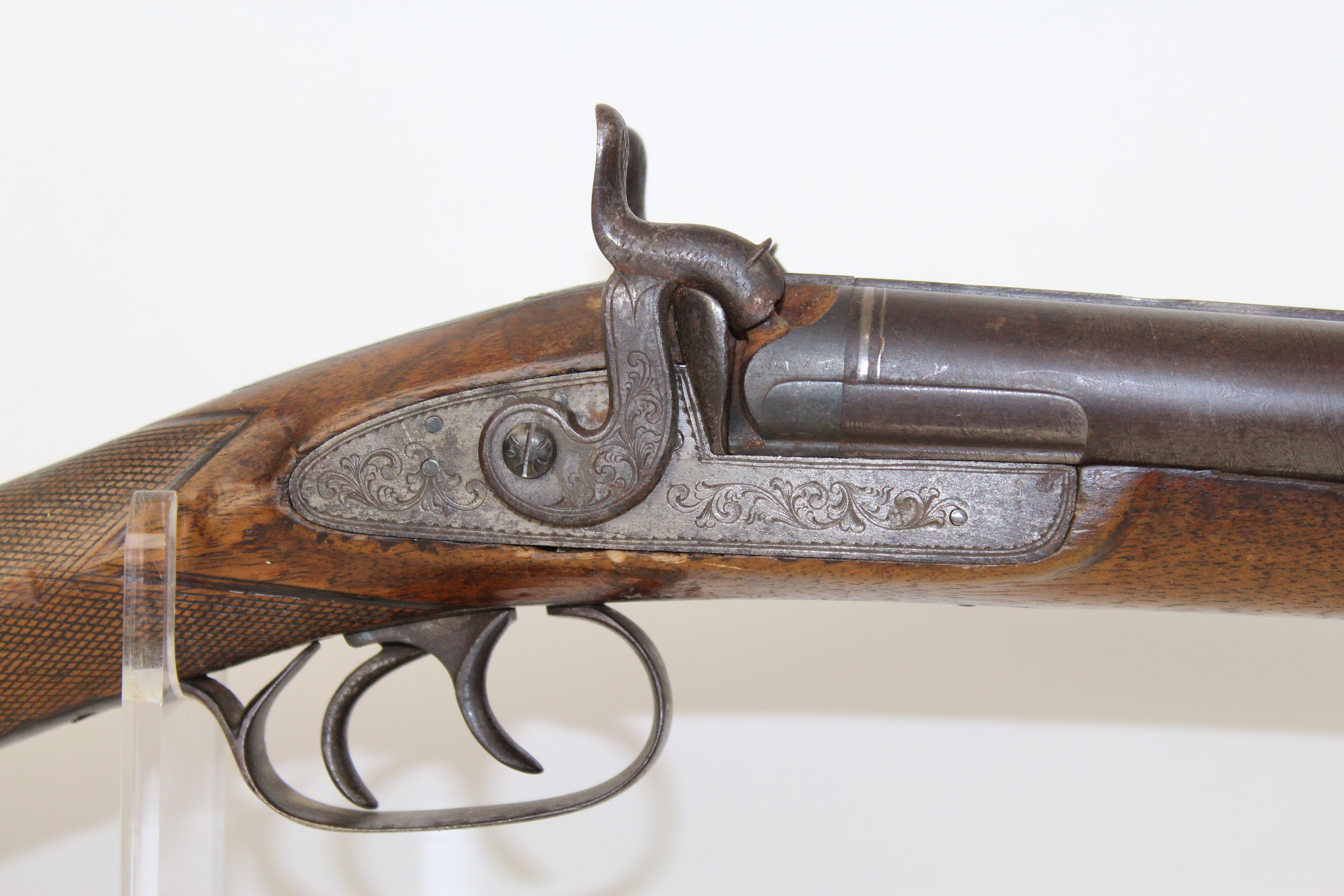 Engraved Unknown Belgian Percussion Double Barrel Shotgun C&R Antique ...