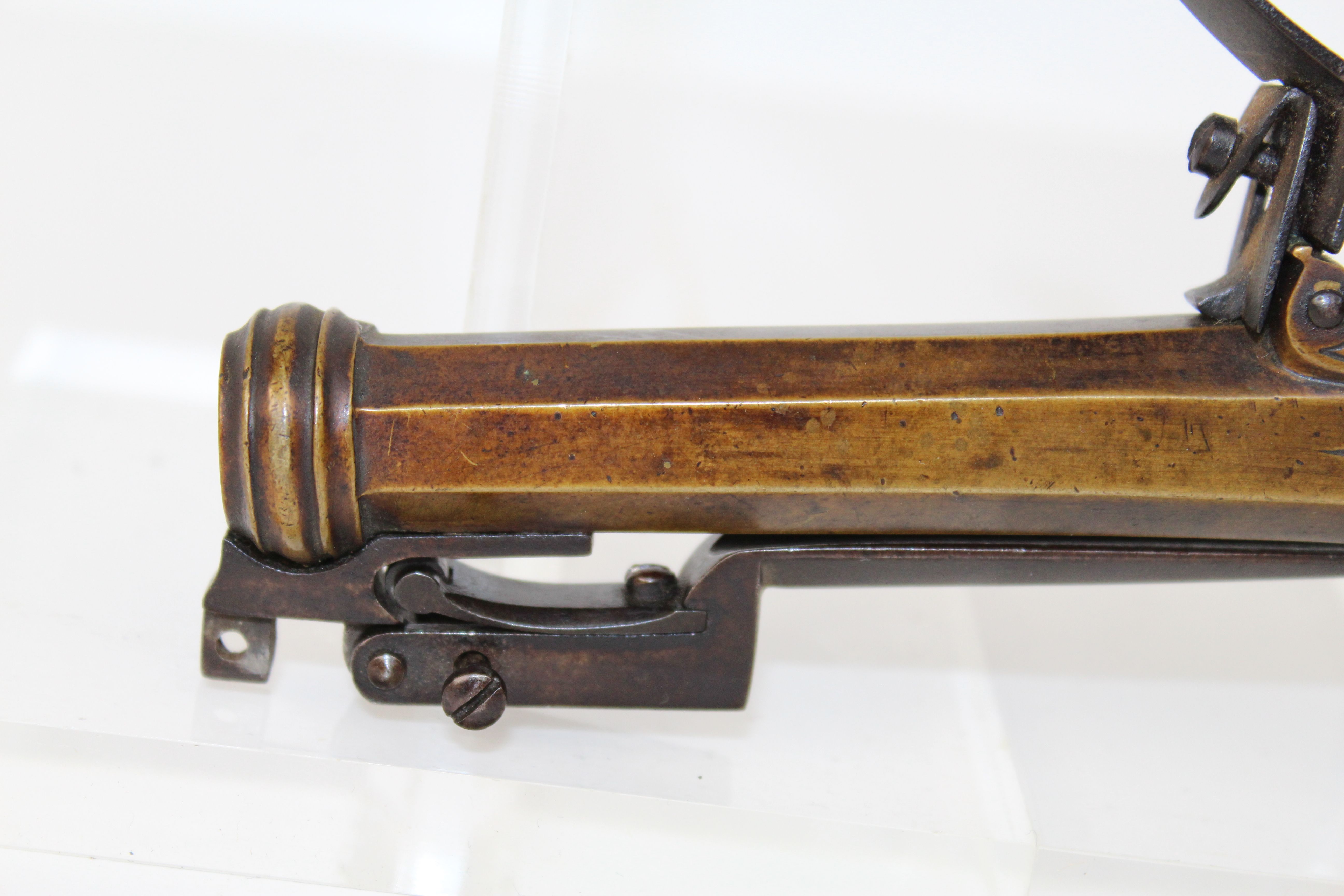 Engraved Box Lock Flintlock Pistol With Snap Bayonet C&R Antique 005 ...