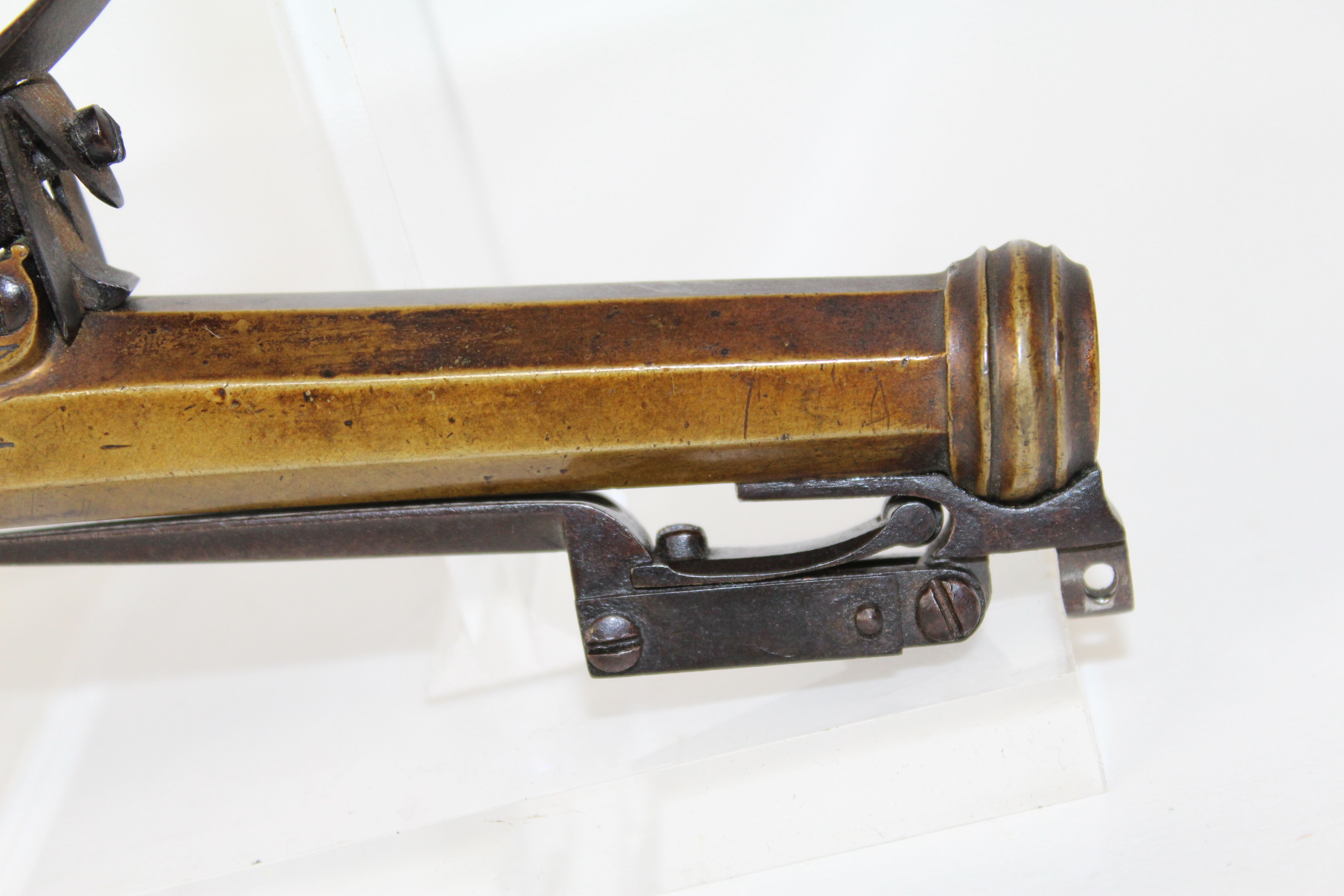 Engraved Box Lock Flintlock Pistol With Snap Bayonet C&R Antique 013 ...