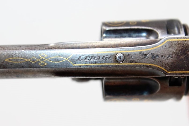 Gold Inlaid Jules Kaufman Marked Folding Trigger Double Action Revolver ...