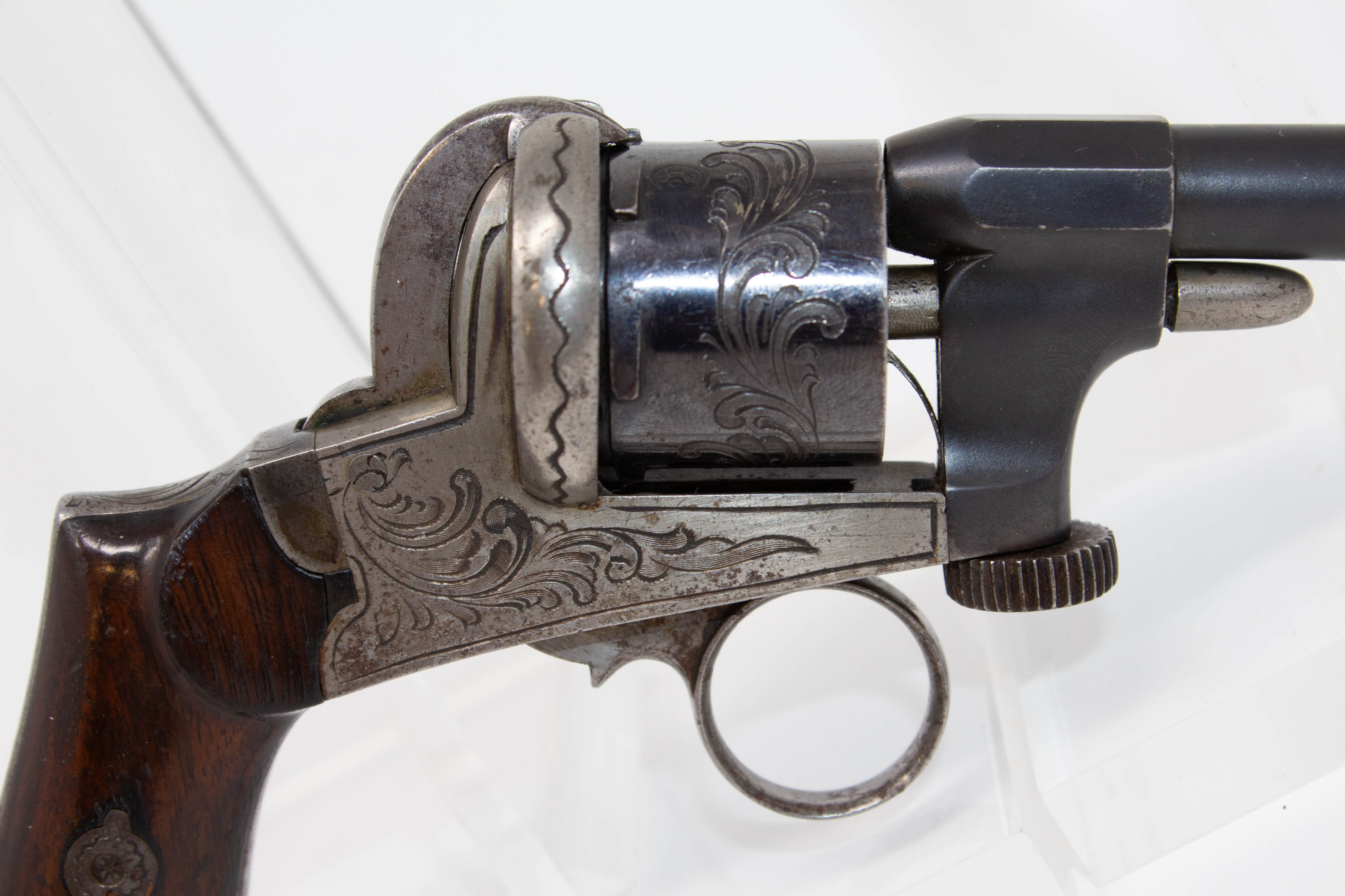 Engraved Mariette Marked Belgian PInfire Revolver Antique | Ancestry Guns