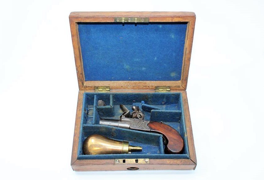 Cased Andrews Marked Box Lock Flintlock Pistol C&R Antique001 ...