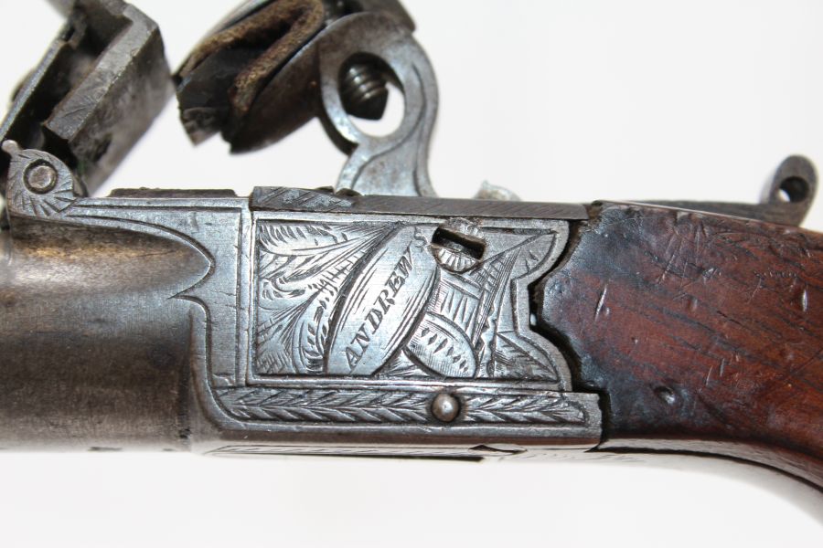 Cased Andrews Marked Box Lock Flintlock Pistol C&R Antique008 ...