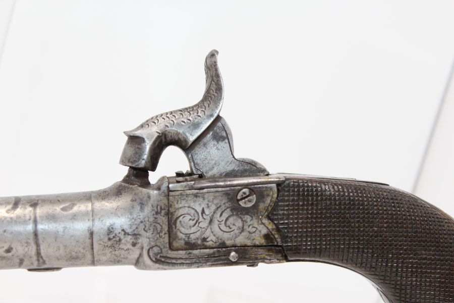 Engraved English Boxlock Percussion Pistol C&R Antique010 | Ancestry Guns