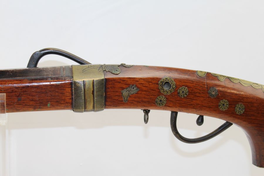 Ornate Engraved Japanese Tanegashima Matchlock Arquebus with Silver ...