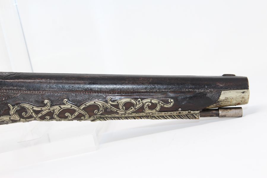 Ornate Engraved and Inlaid Mediterranean Flintlock Pistol C&R ...