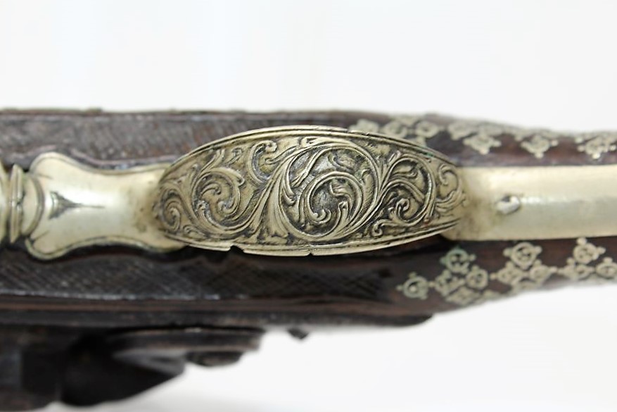 Ornate Engraved and Inlaid Mediterranean Flintlock Pistol C&R ...