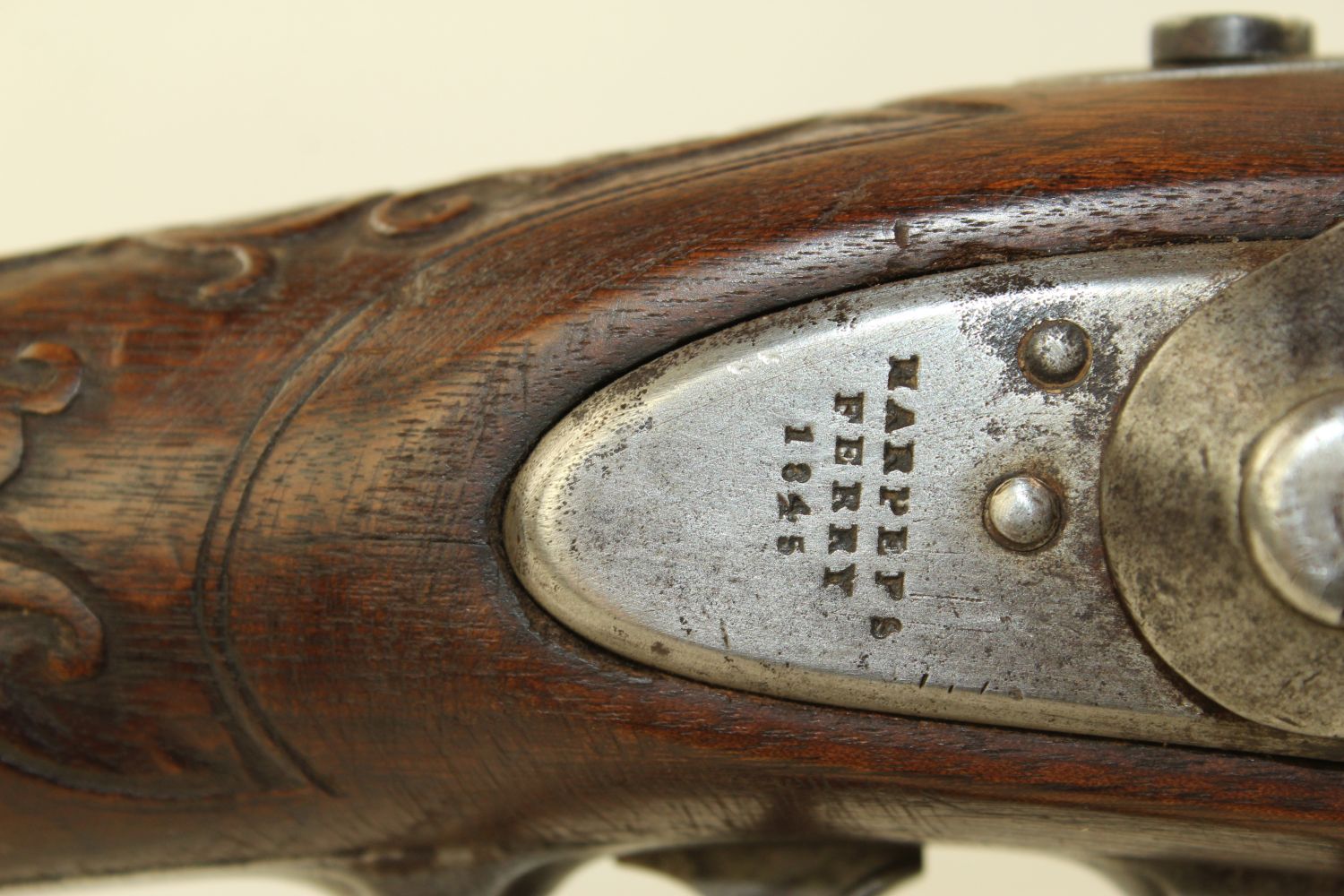 Carved Harpers Ferry Model 1842 Percussion Musket With Bayonet 12.9 C&R ...