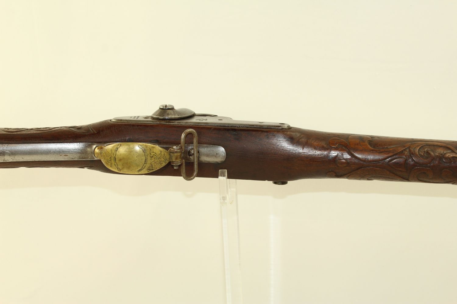 Carved Harpers Ferry Model 1842 Percussion Musket With Bayonet 12.9 C&R ...