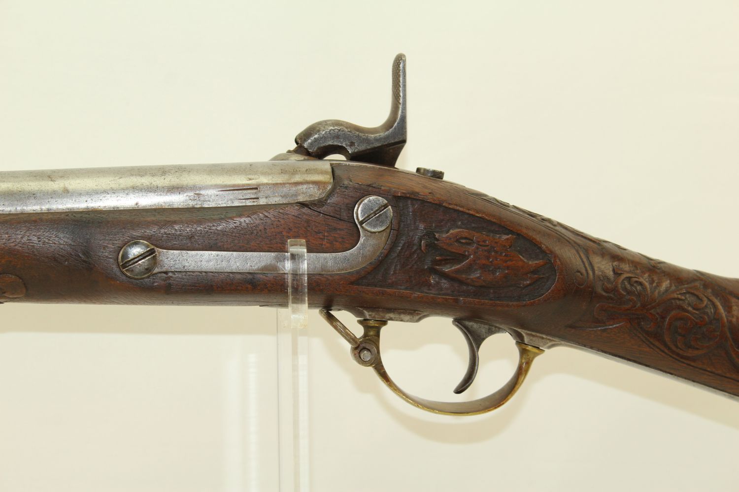 Carved Harpers Ferry Model 1842 Percussion Musket With Bayonet 12.9 C&R ...