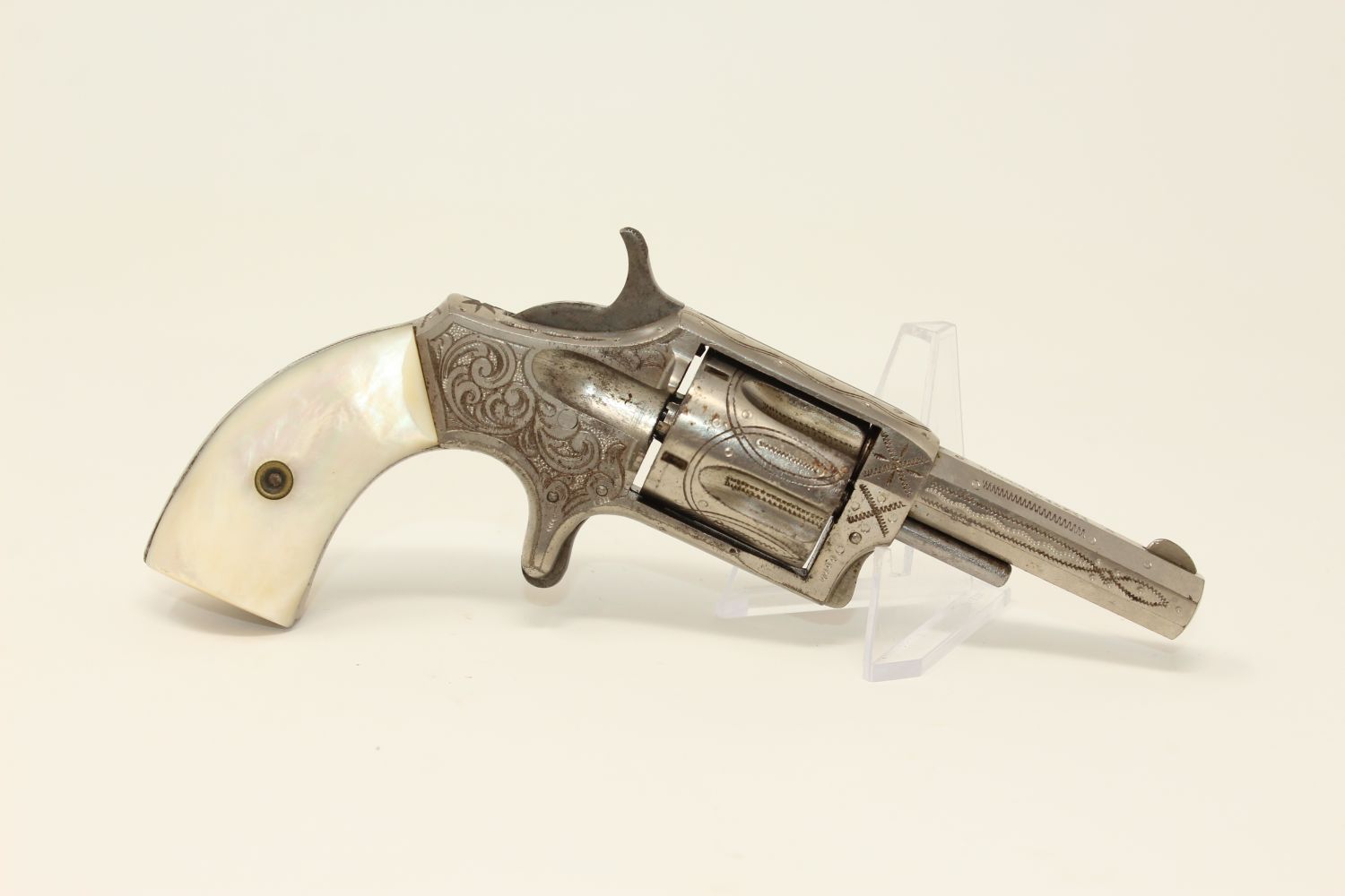 Engraved Eagle Arms Co. Spur Trigger Revoler with Pearl Grips C&R ...