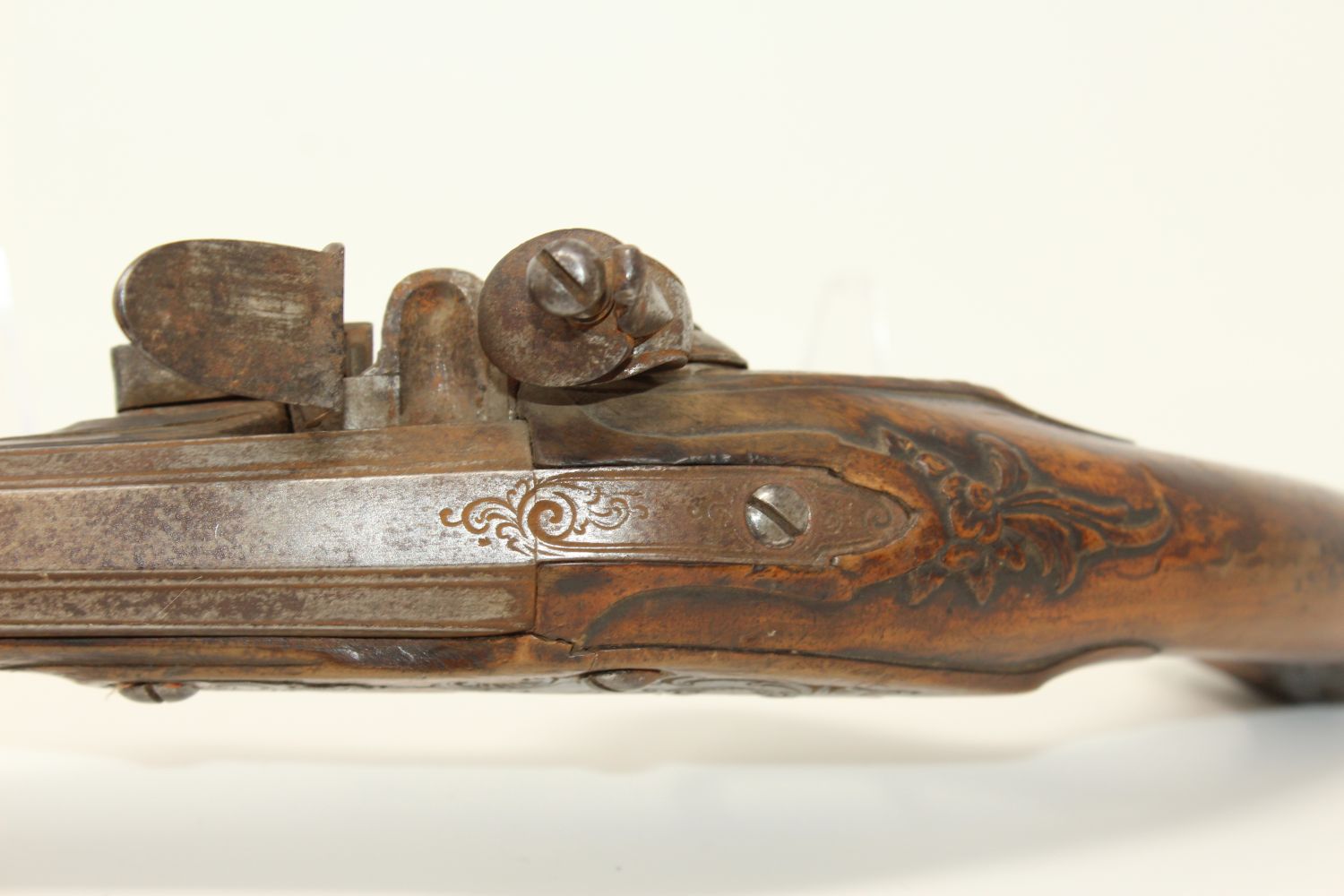 Engraved and Carved Flintlock Pistol C&R Antique007 | Ancestry Guns