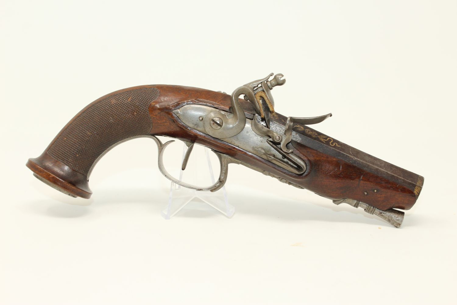 Gold Inlaid Flintlock Pistol C&R Antique001 | Ancestry Guns