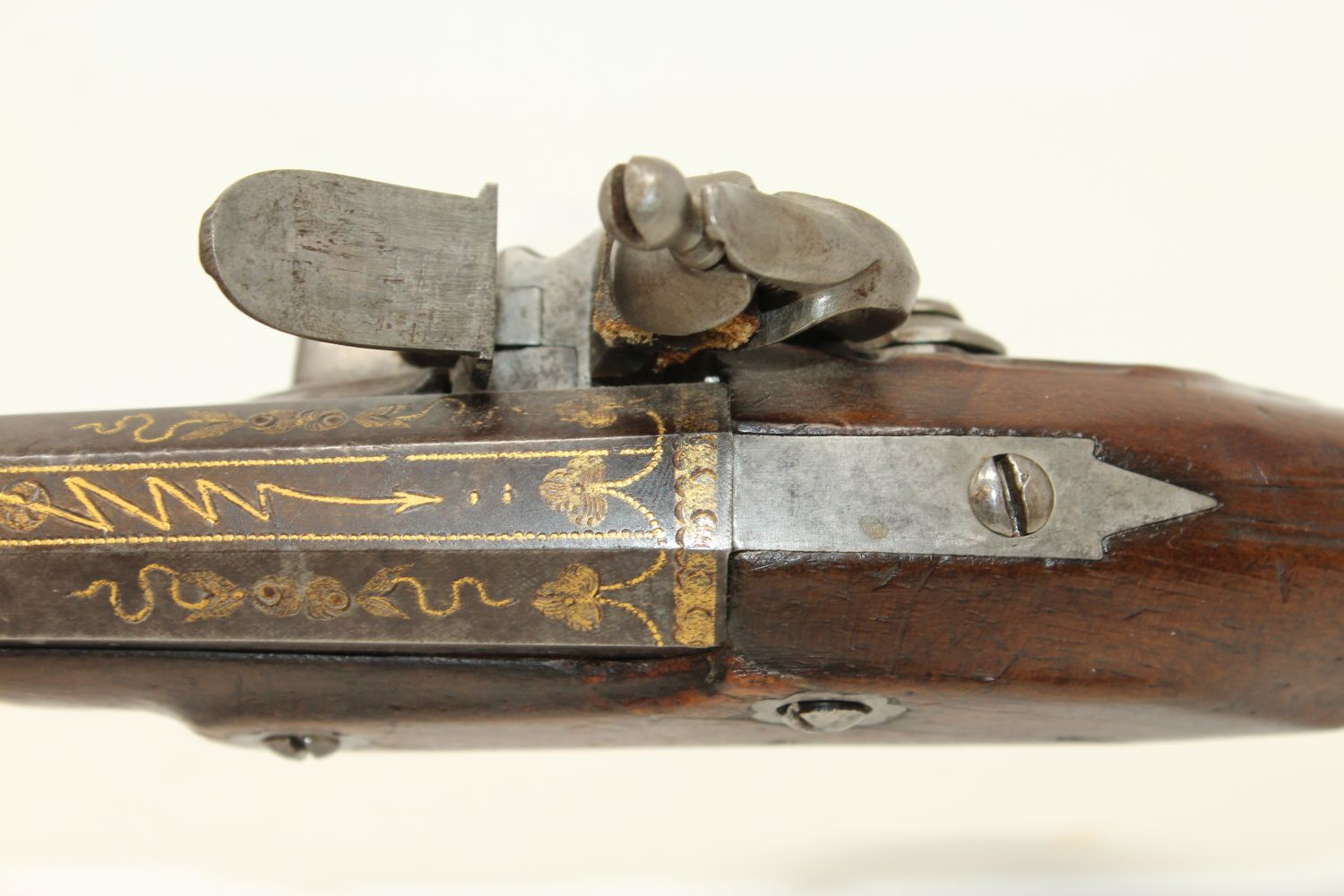 Gold Inlaid Flintlock Pistol C&R Antique007 | Ancestry Guns