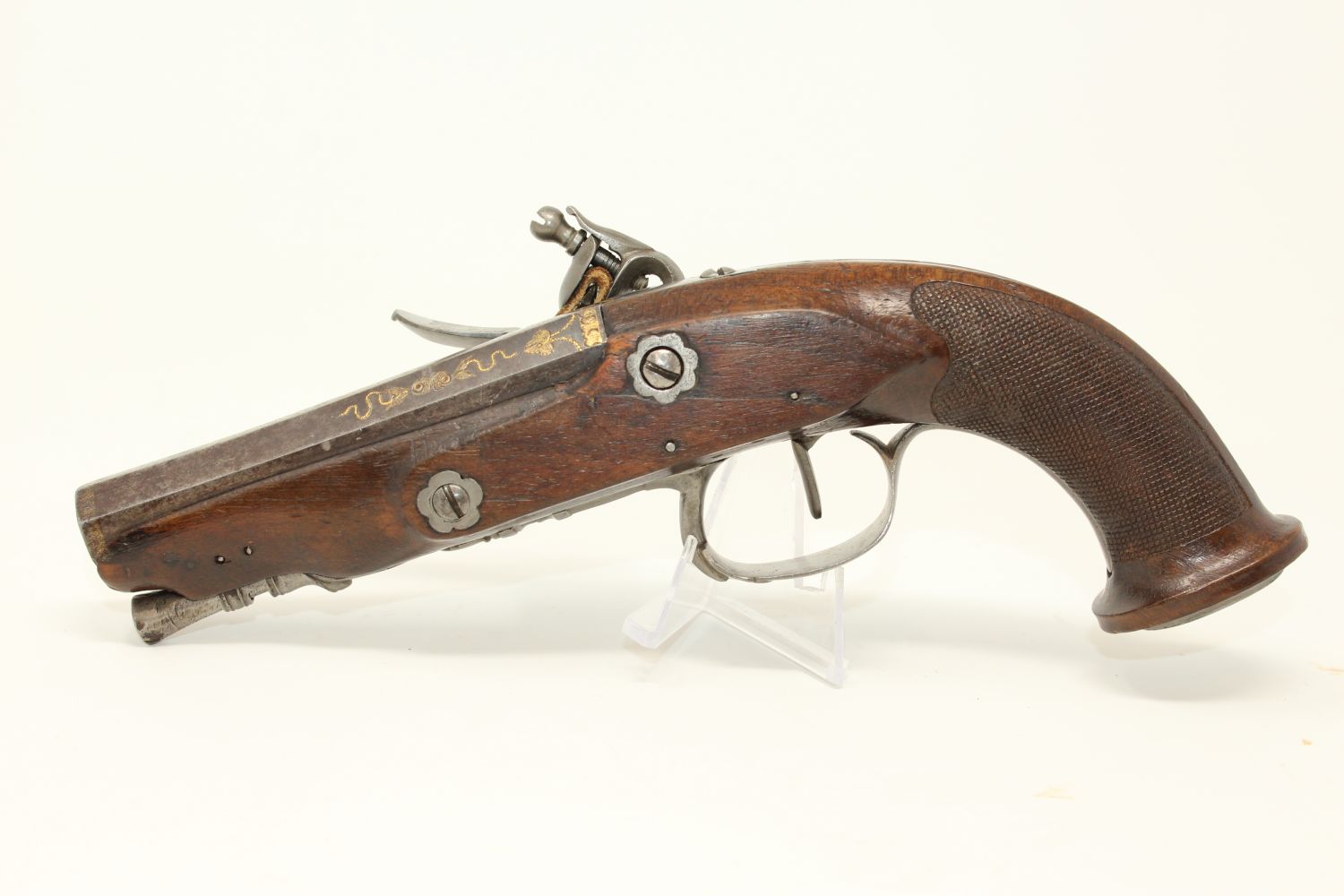 Gold Inlaid Flintlock Pistol C&R Antique012 | Ancestry Guns