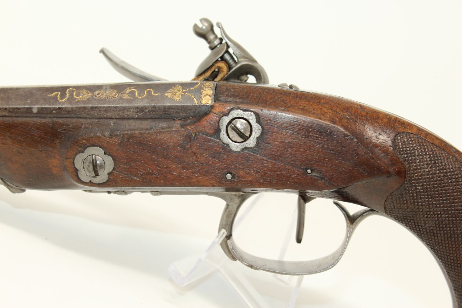 Gold Inlaid Flintlock Pistol C&R Antique014 | Ancestry Guns