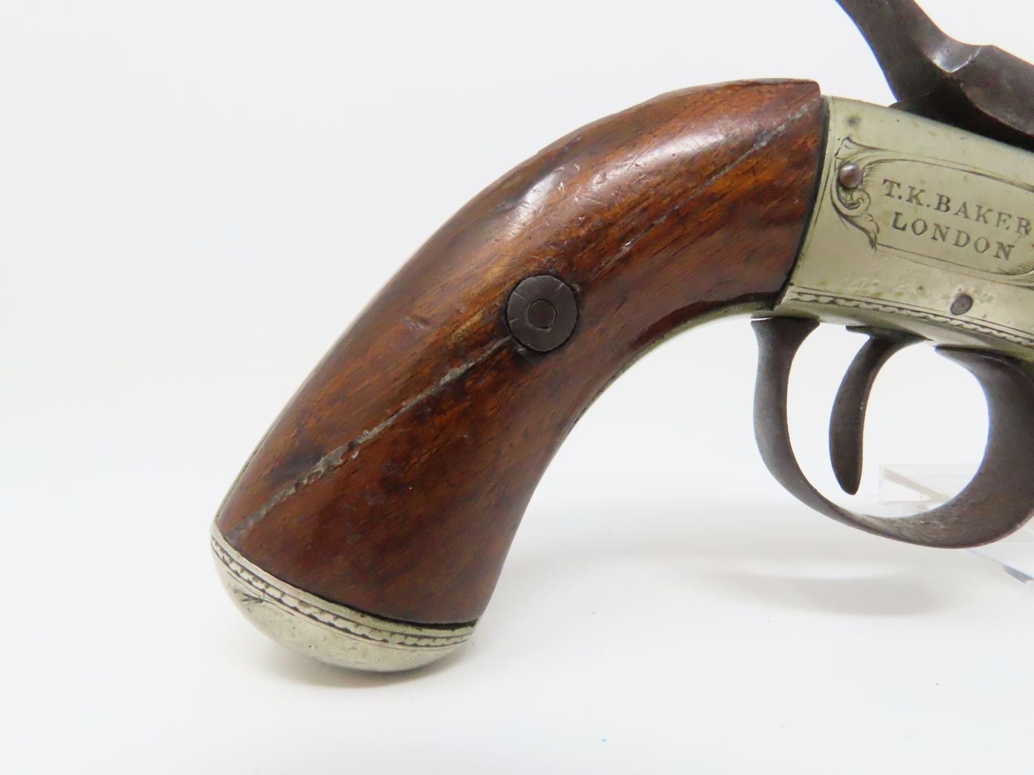 Engraved T.K. Baker Transitional Revolver 3.16 C&R Antique002 ...