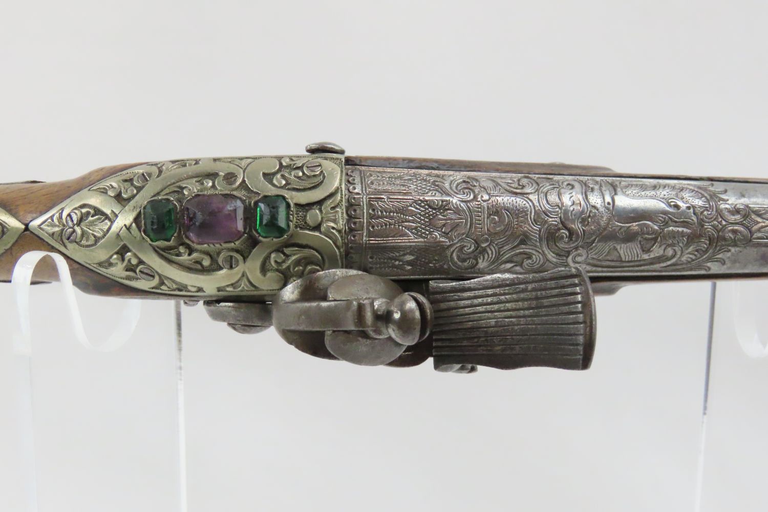 Engraved Flintlock Pistol 5.8 C&R Antique012 | Ancestry Guns