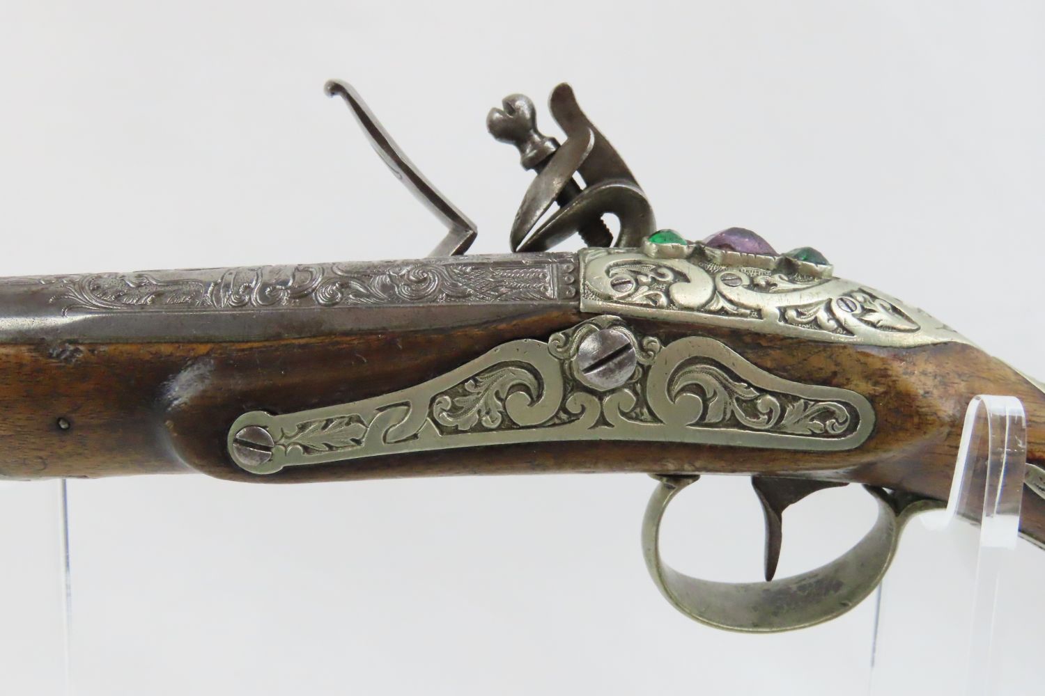 Engraved Flintlock Pistol 5.8 C&R Antique018 | Ancestry Guns