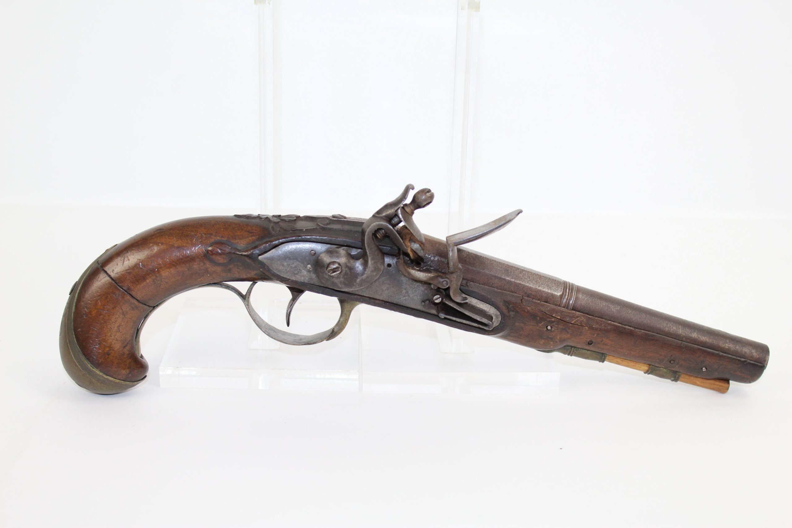 French Style Flintlock Pistol with Carved Stock C&R Antique001 ...