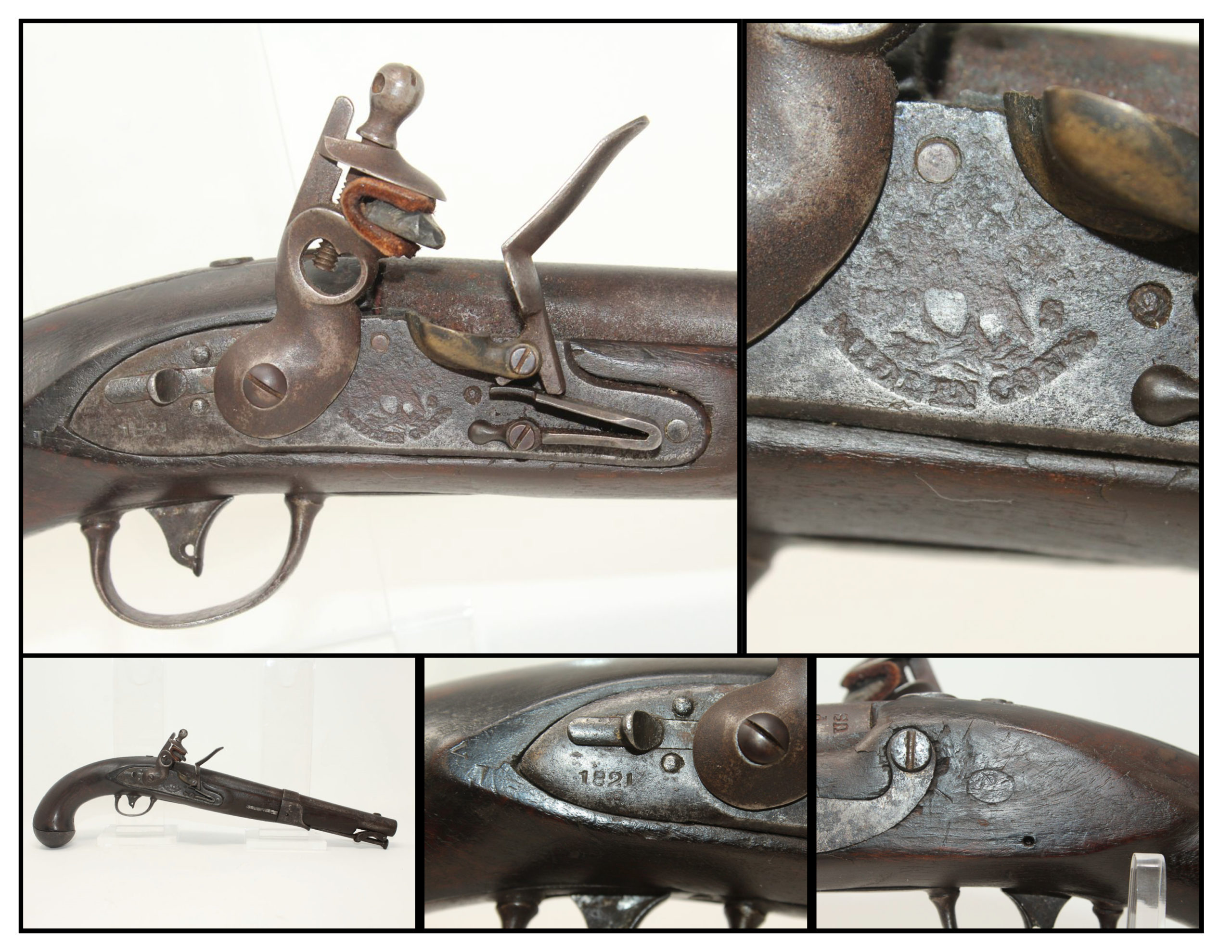 Collage S. North Model 1819 Flintlock Pistol | Ancestry Guns