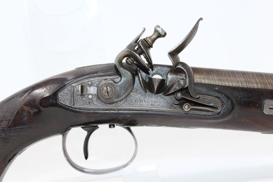 pair of Engraved and Silver Accented Flintlock Dueling Pistols Marks T ...