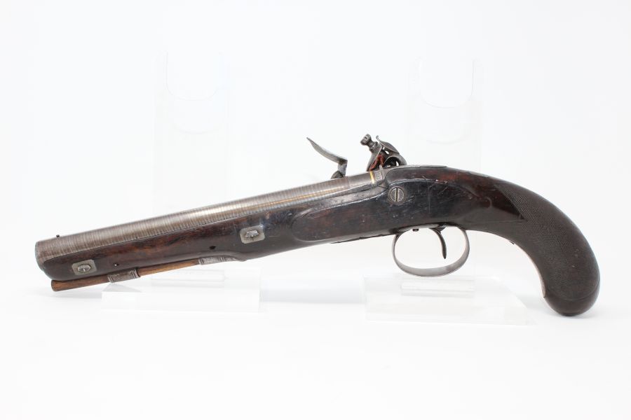 pair of Engraved and Silver Accented Flintlock Dueling Pistols Marks T ...