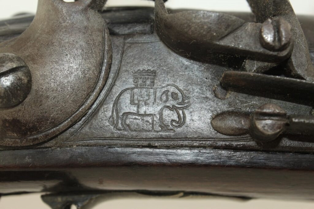 Brown Bess Type Flintlock Musket with Castle and Elephant Lock Markings ...