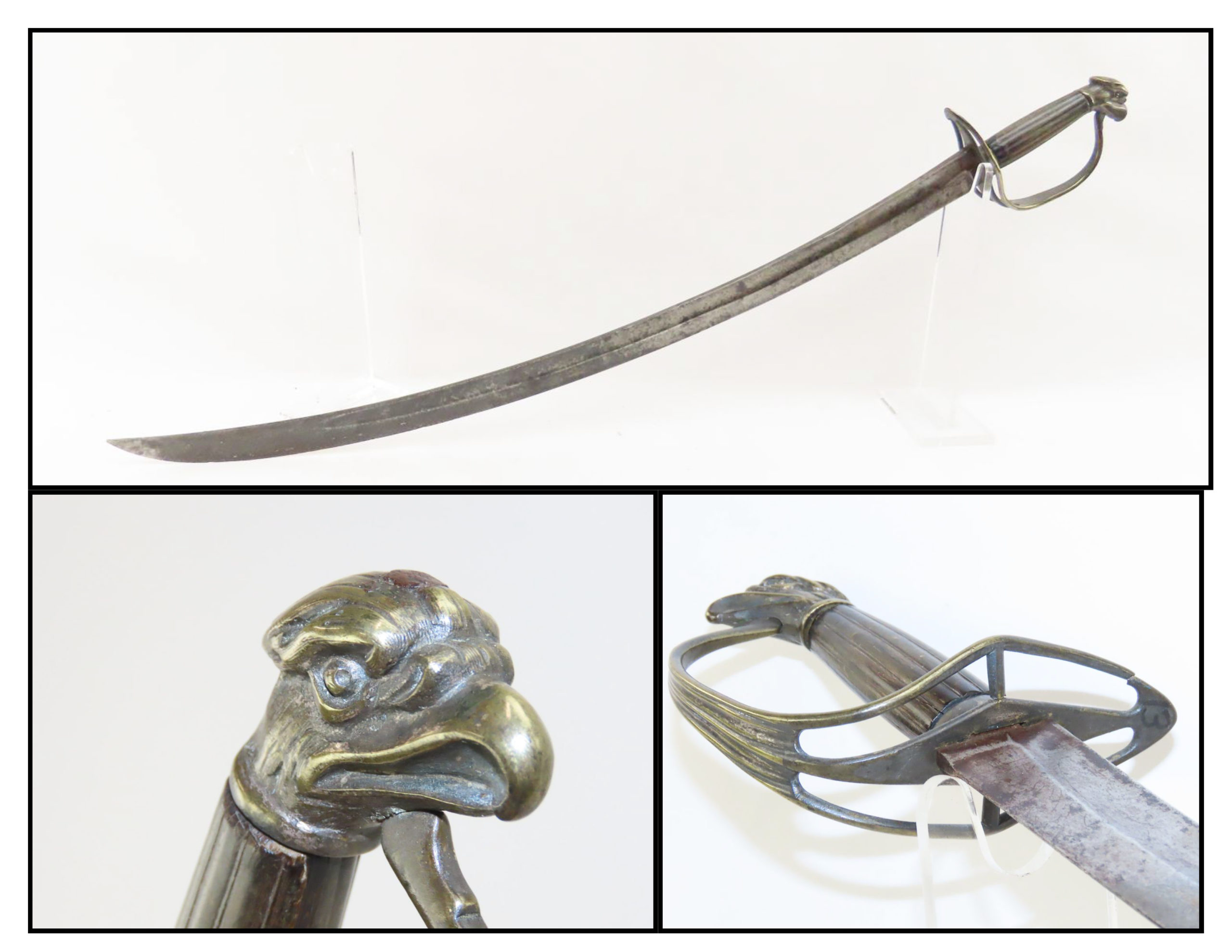 Collage Eagle Head Pommel Curved Blade | Ancestry Guns