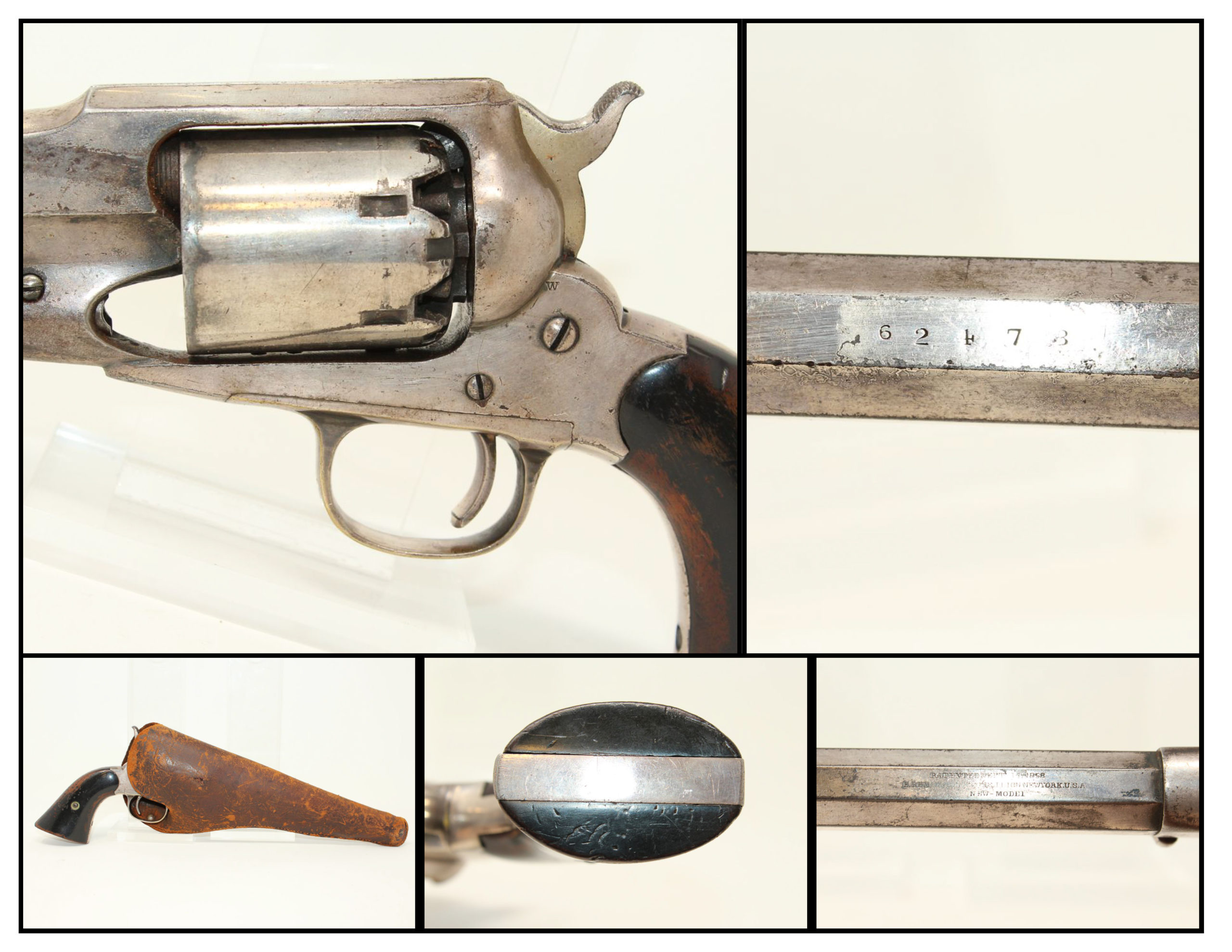 Collage Silver Plated Remington New Model Revolver with Holster ...