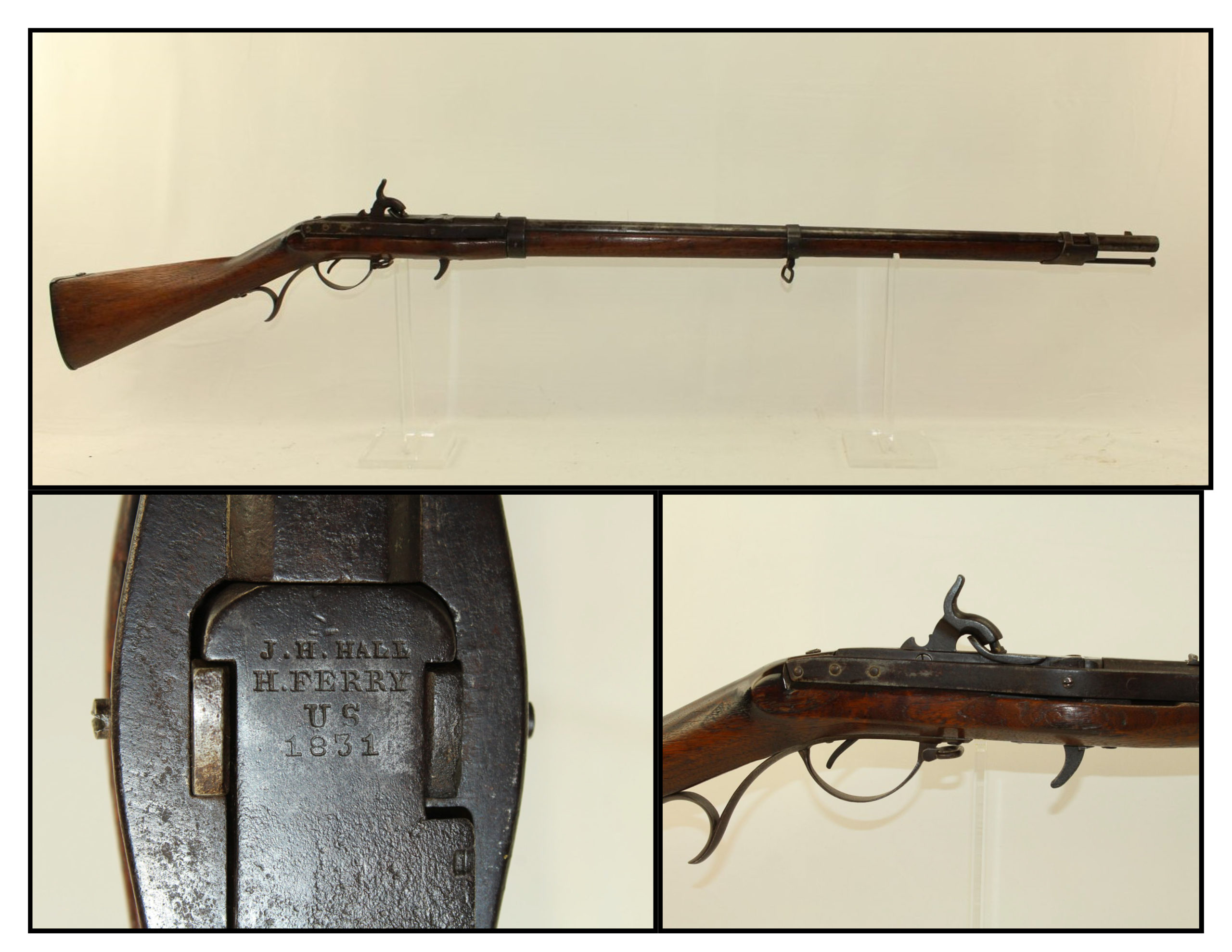 Collage U.S. Harpers Ferry Model 1819 Hall Breech Loading Percussion ...