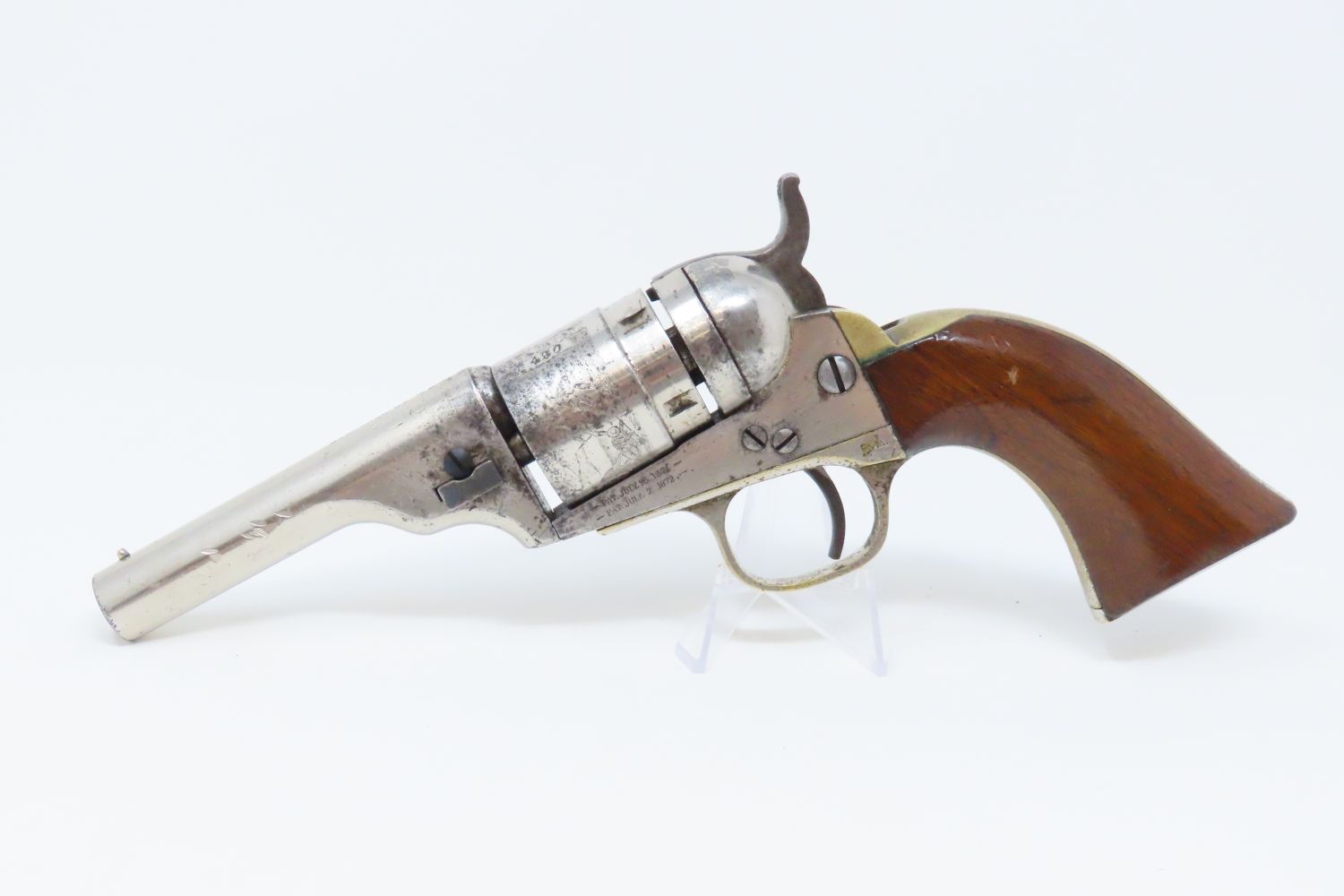 Colt Pocket Navy Conversion Revolver with Tooled Leather Holster 6.24 C ...