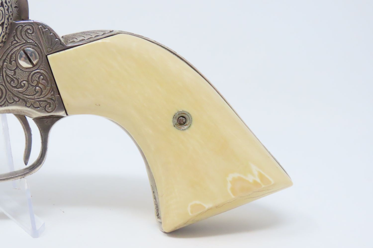 Engraved Colt Black Powder SAA Revolver Carved Grip 6.25 C&R Antique002 ...