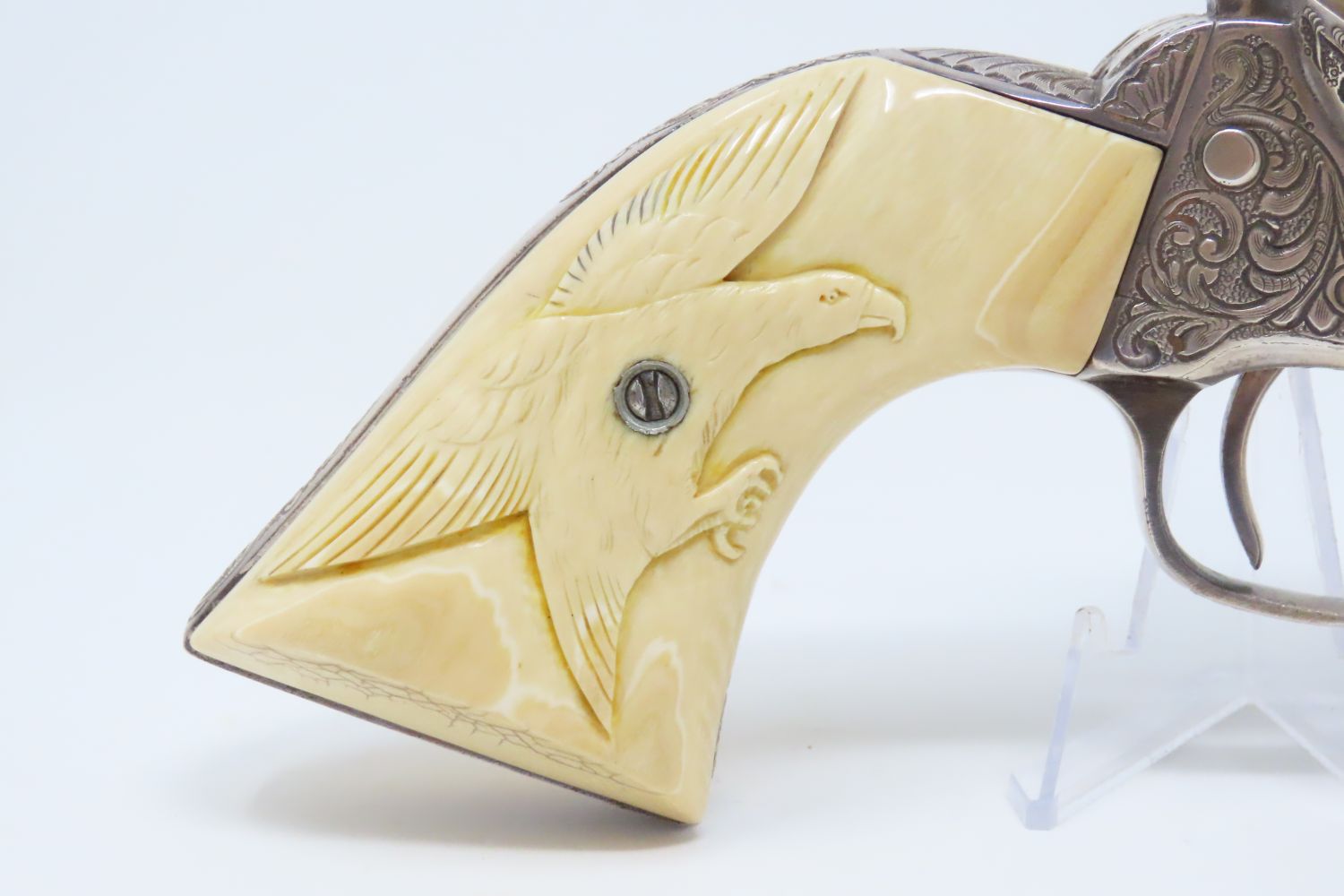 Engraved Colt Black Powder SAA Revolver Carved Grip 6.25 C&R Antique018 ...