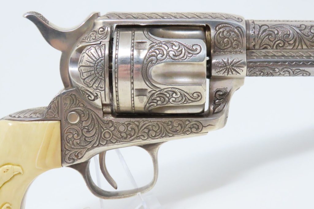 Engraved Colt Black Powder SAA Revolver Carved Grip 6.25 C&R Antique019 ...