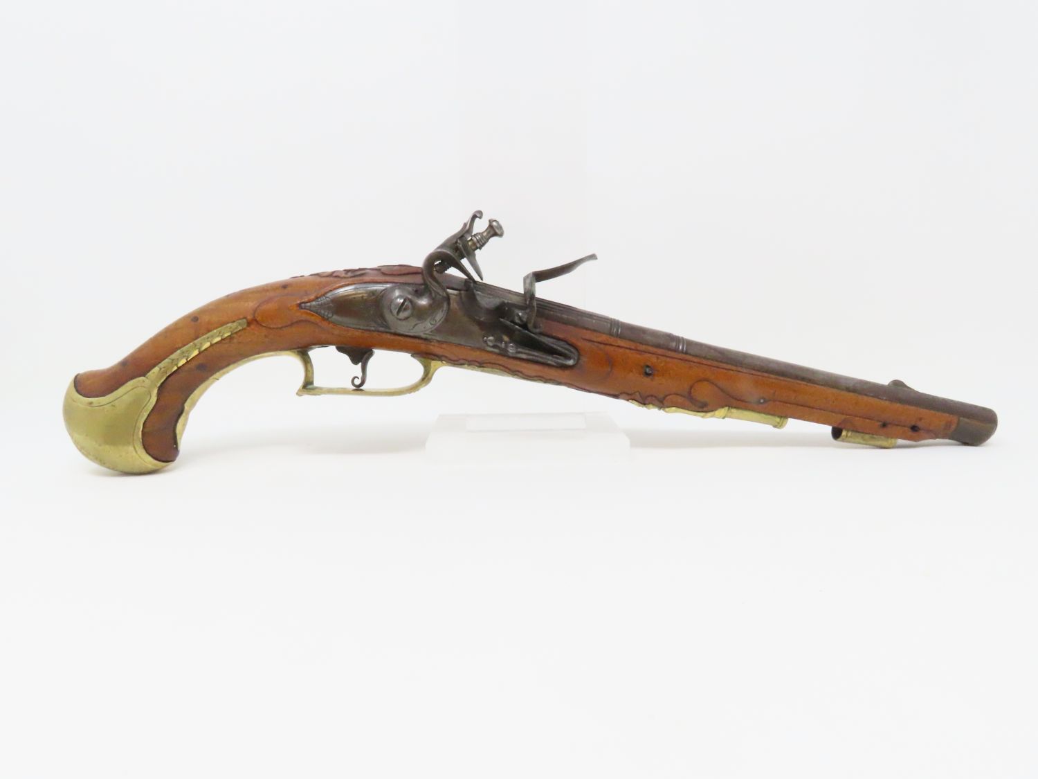 Engraved and Carved Flintlock Pistol 4.30 C&R Antique001 | Ancestry Guns