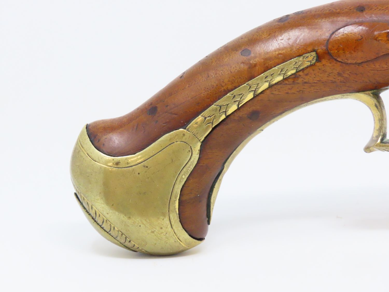 Engraved and Carved Flintlock Pistol 4.30 C&R Antique002 | Ancestry Guns