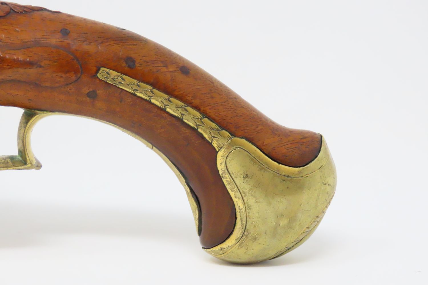 Engraved and Carved Flintlock Pistol 4.30 C&R Antique016 | Ancestry Guns