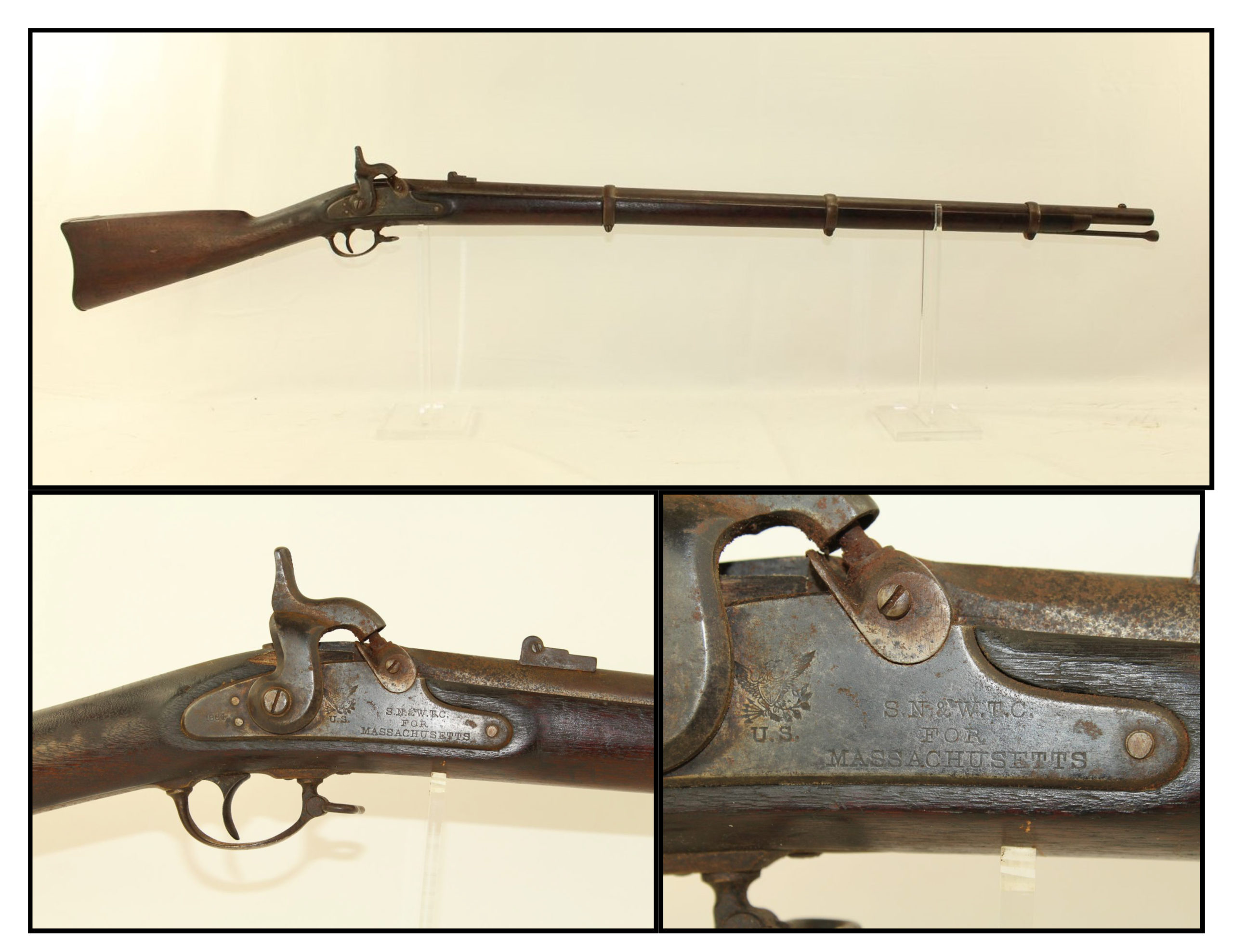 Collage S. norris & W.T. Clement Model 1861 Percussio Rifle Musket 9.30 ...